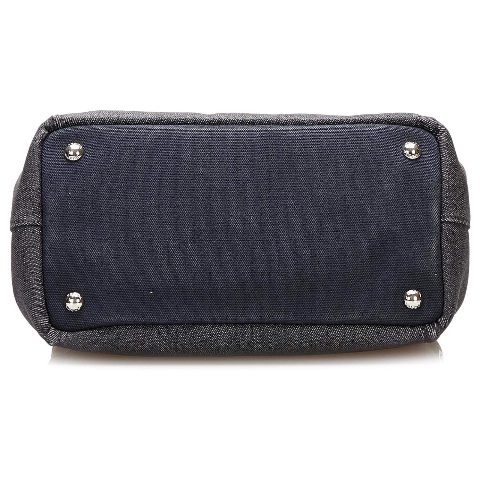 Prada Gray Studded Canapa Satchel Grey Denim Cloth ref.719625 - Joli Closet