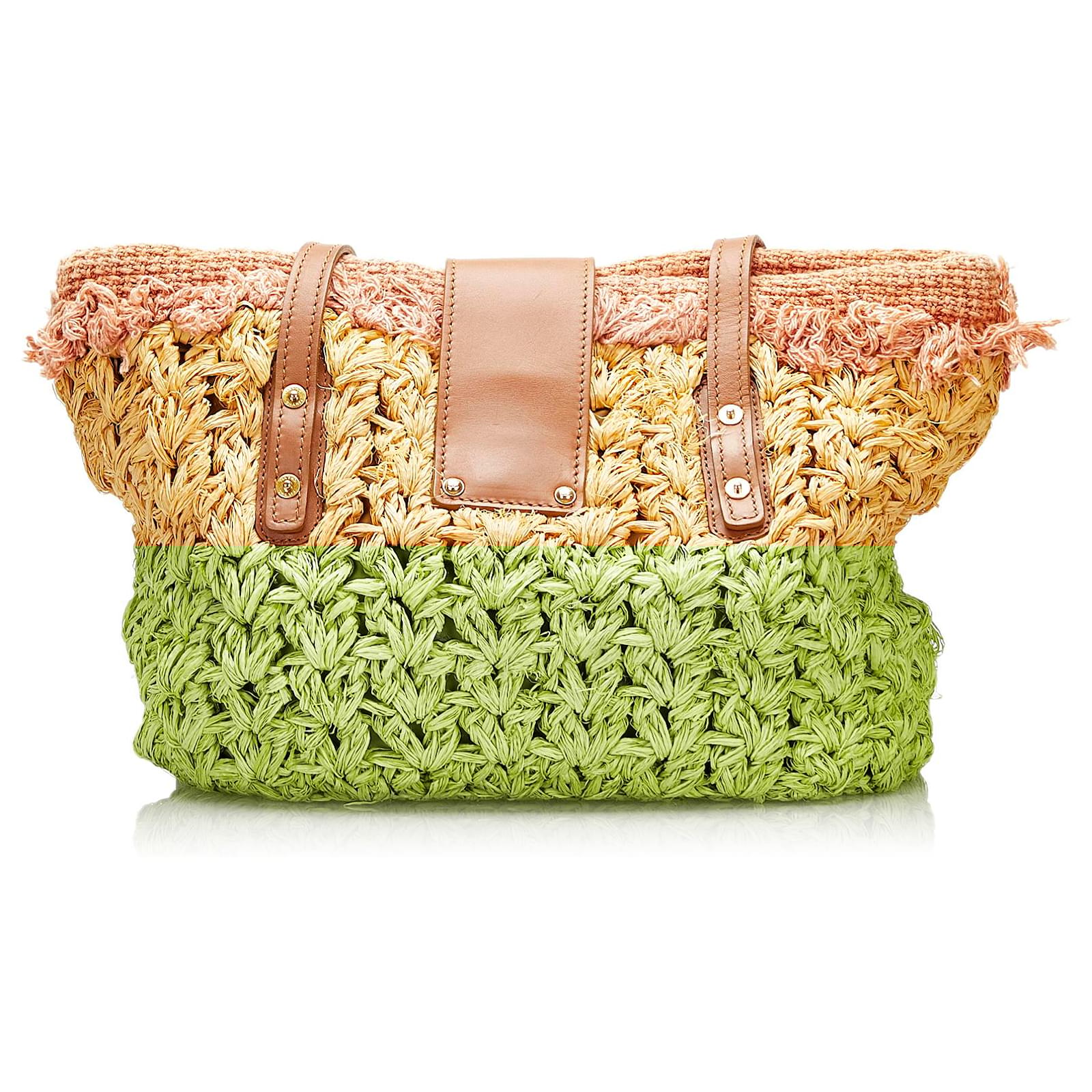 Chanel Brown Mademoiselle Lock Straw Tote Beige ref.720781 - Joli Closet