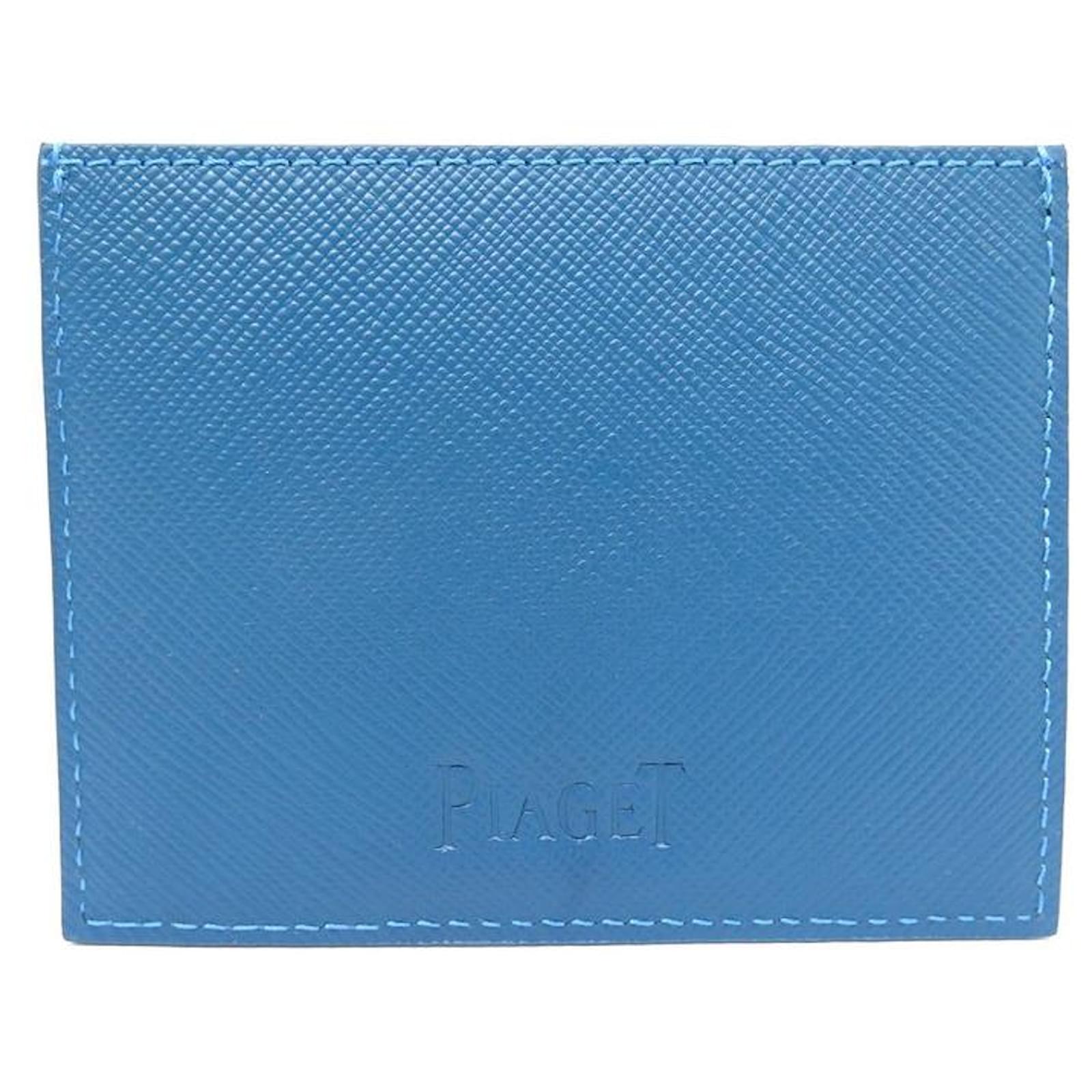 NEW PIAGET CARD HOLDER BLUE GRAINED LEATHER + BOX NEW BLUE LEATHER CARD ...