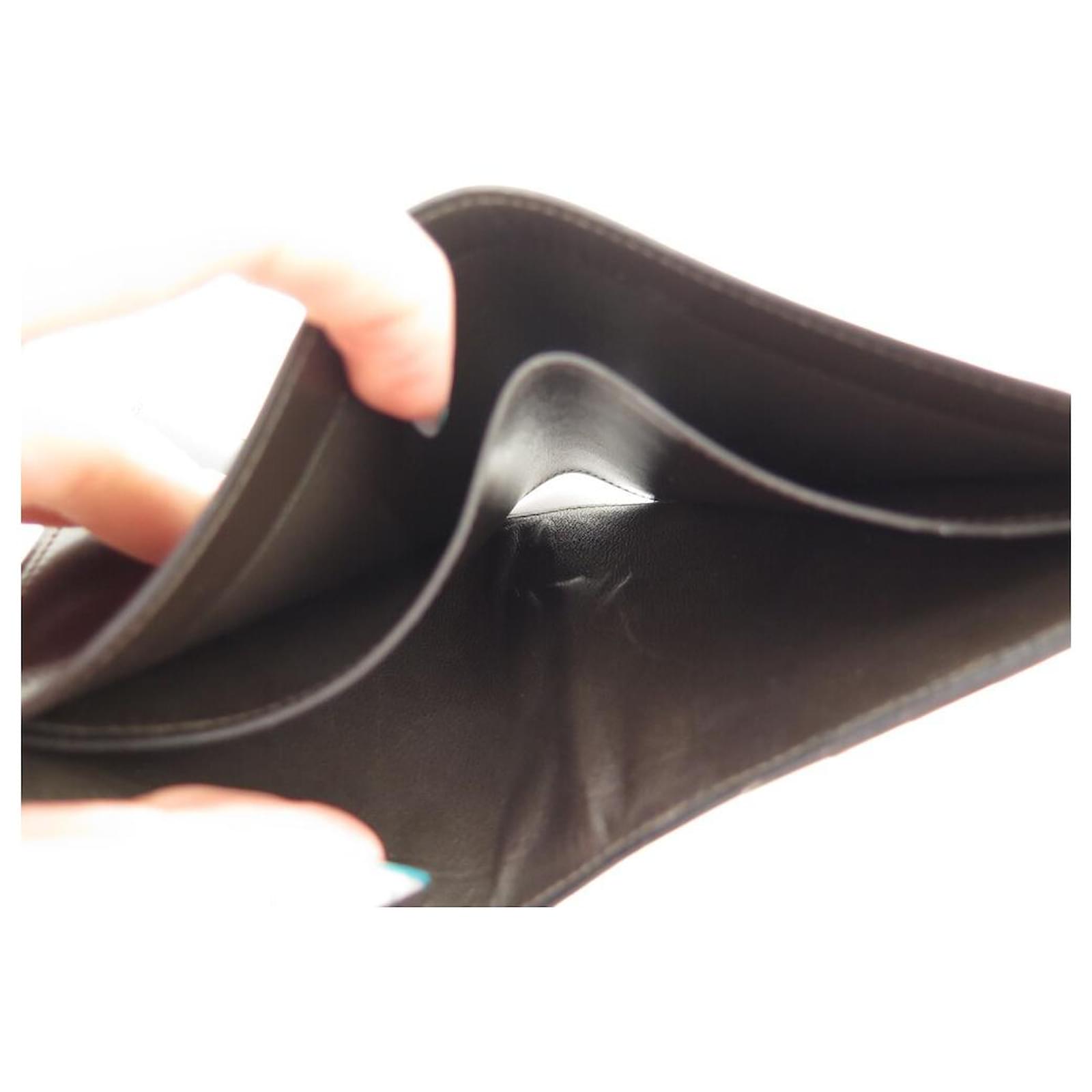 Hermès VINTAGE HERMES WALLET CARD HOLDER 8 CC LEATHER BOX DARK BROWN ...