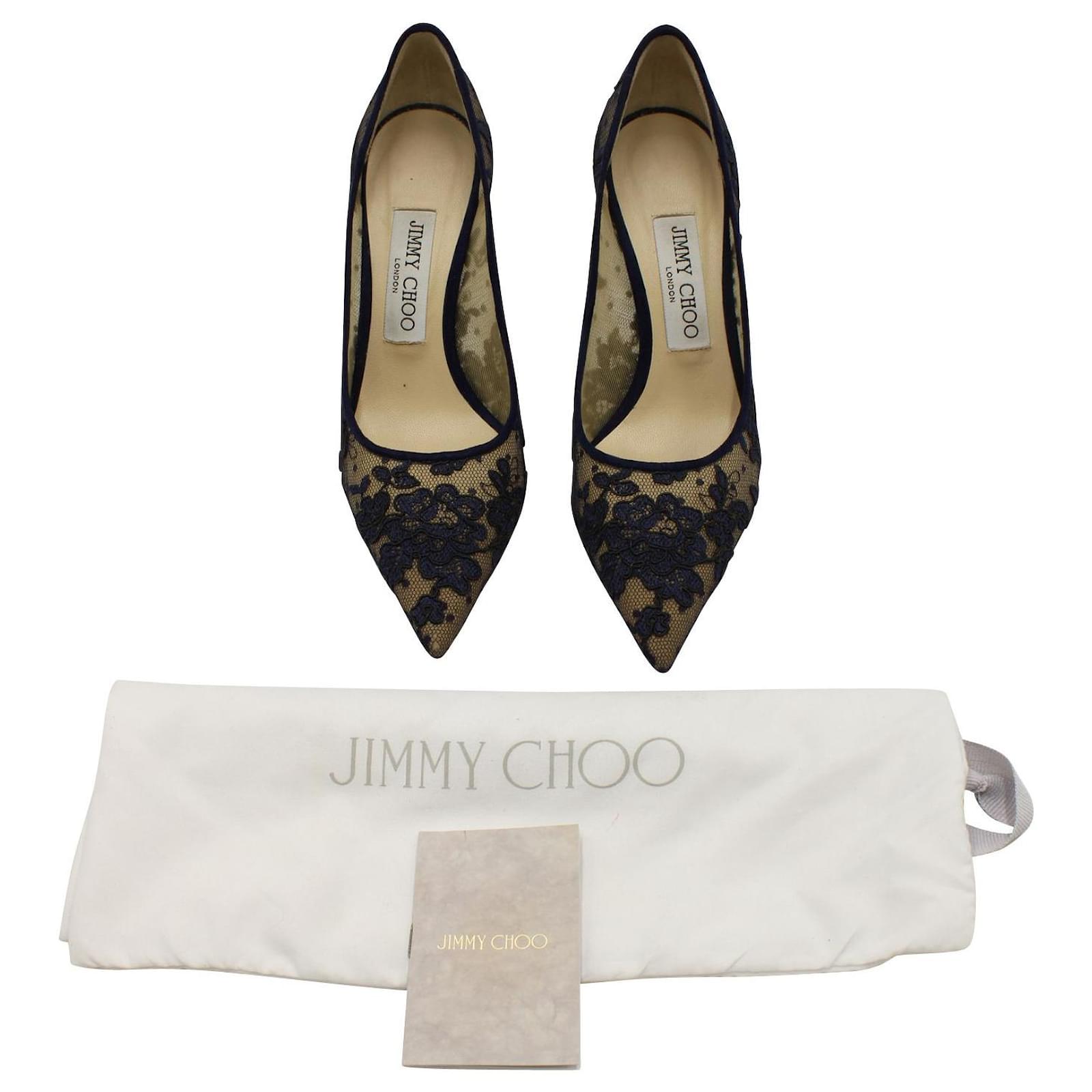 Jimmy Choo Navy Lace Pumps Blue Navy blue ref.723110 - Joli Closet