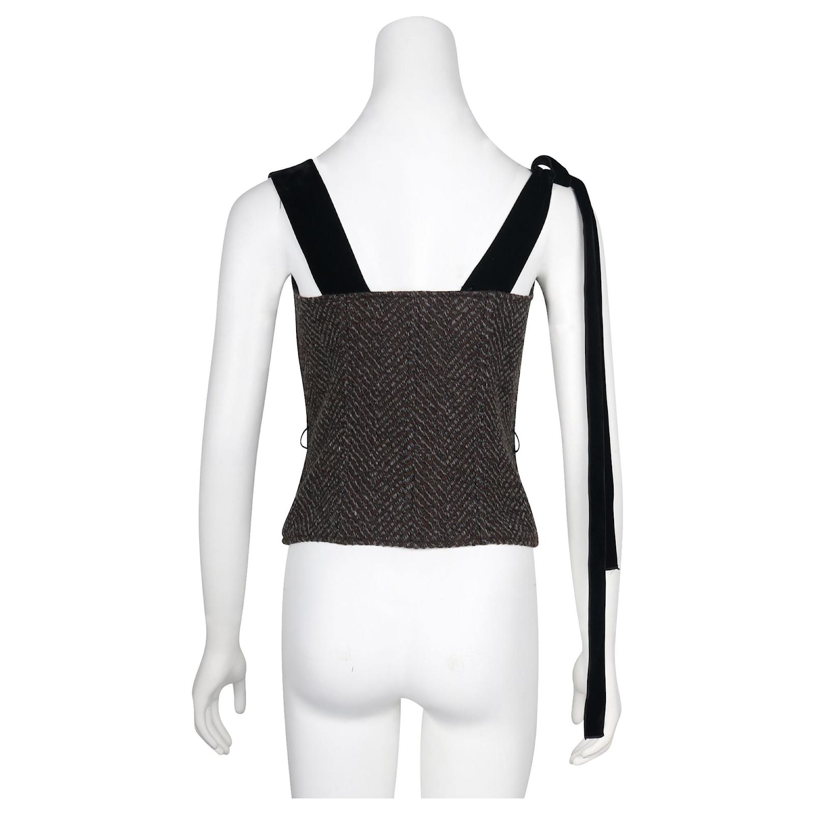 Louis Vuitton Woolen Corset with Black Velvet Shoulder Straps Metallic ...