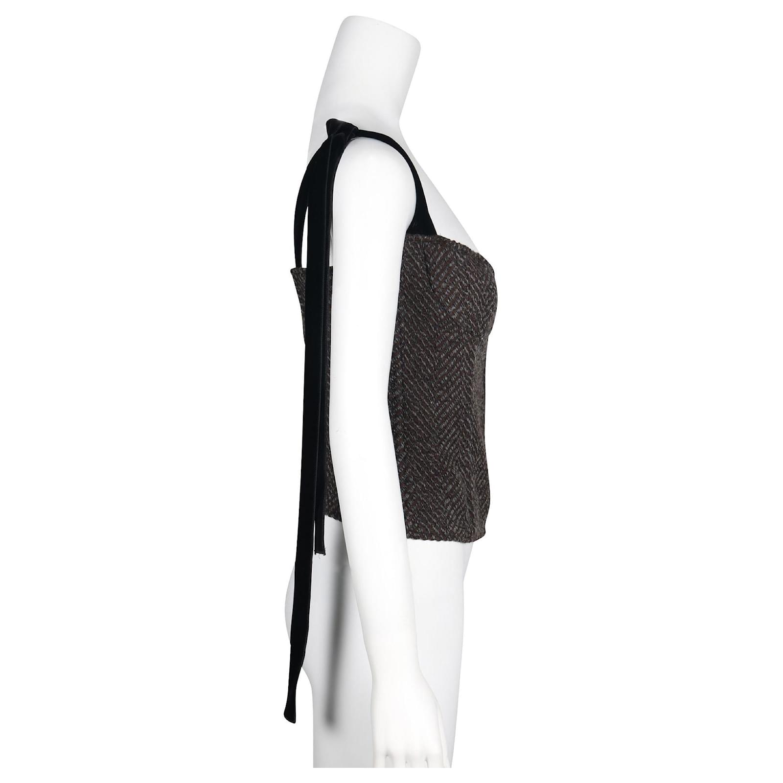 Louis Vuitton Woolen Corset with Black Velvet Shoulder Straps Metallic ...