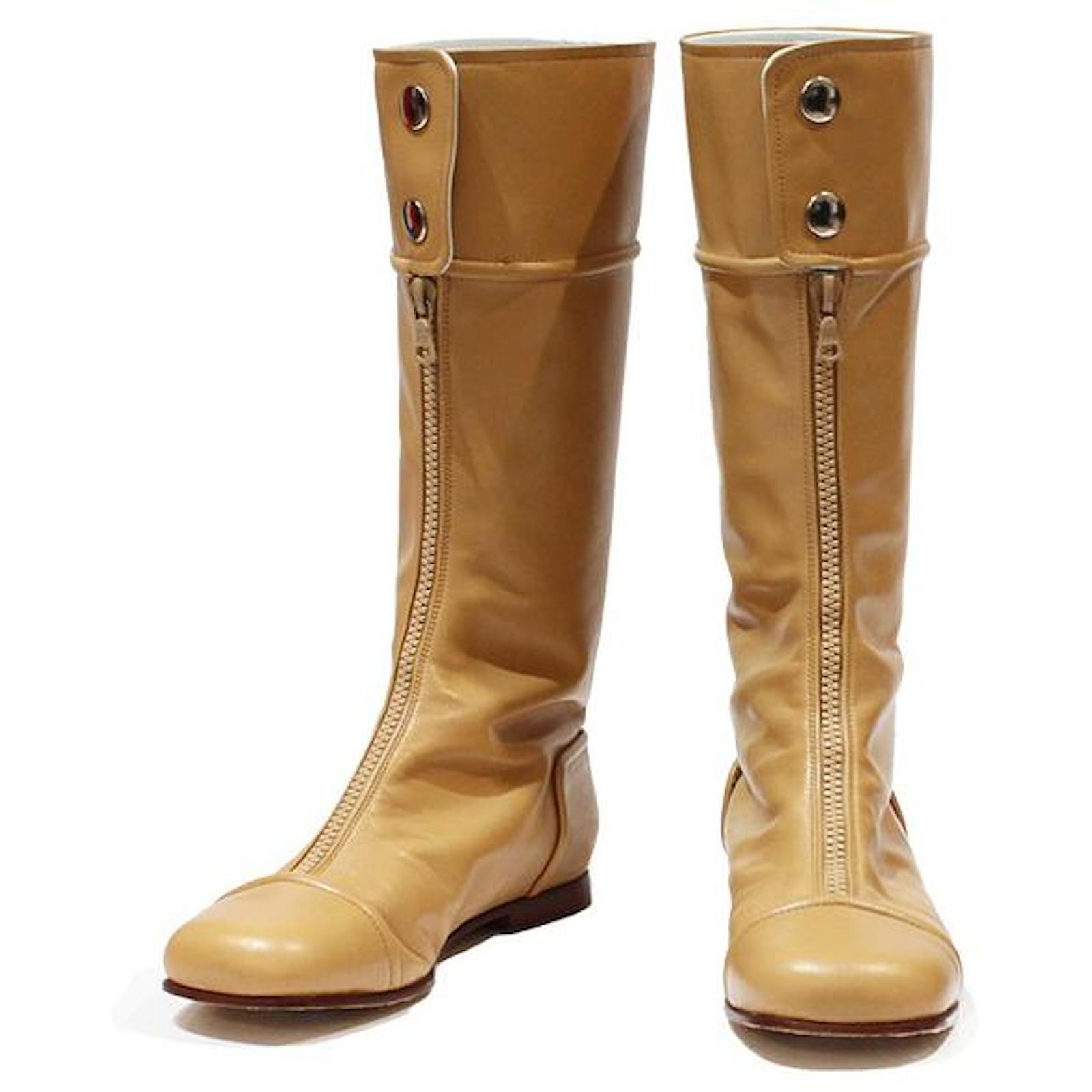 Courreges bottes Cuir Beige ref.727624 - Joli Closet