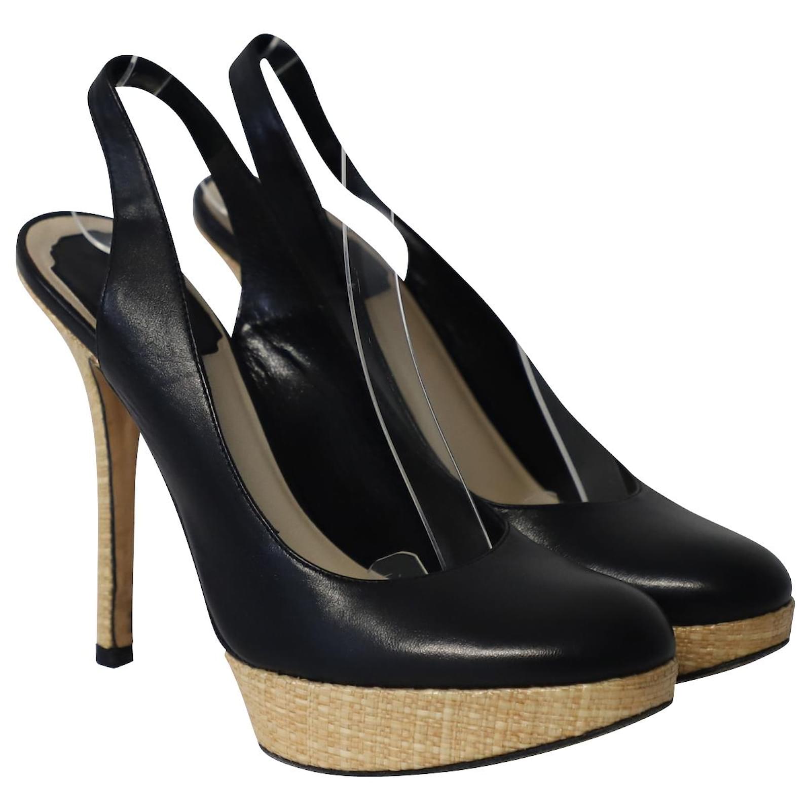 Escarpins Dior Sling Back en Cuir Noir ref.729623 - Joli Closet