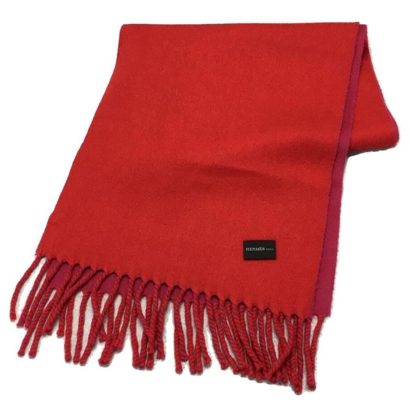 Hermès HERMES Muffler Red Cashmere ref.730415 - Joli Closet