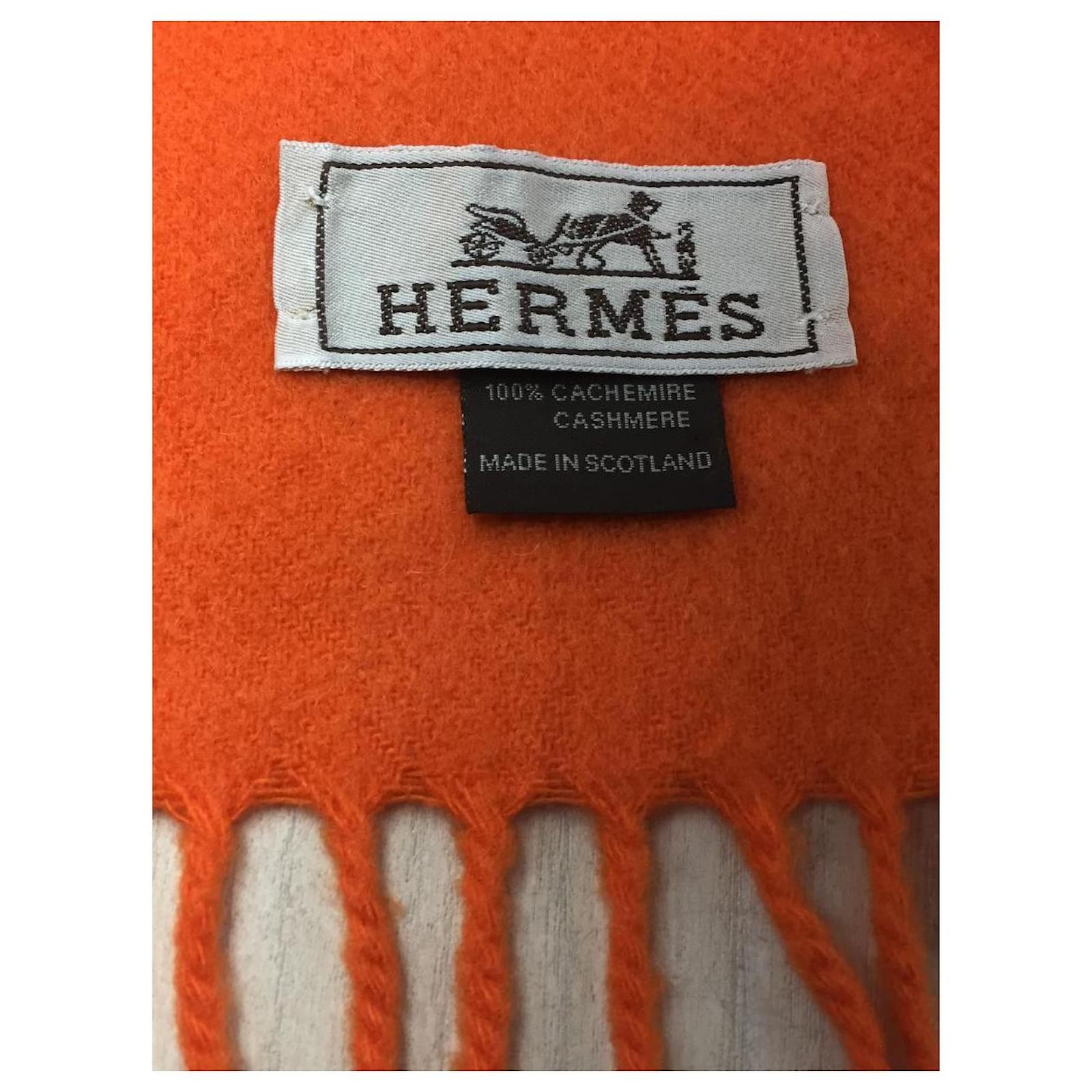 Hermès HERMES Muffler Orange Cashmere ref.730423 - Joli Closet