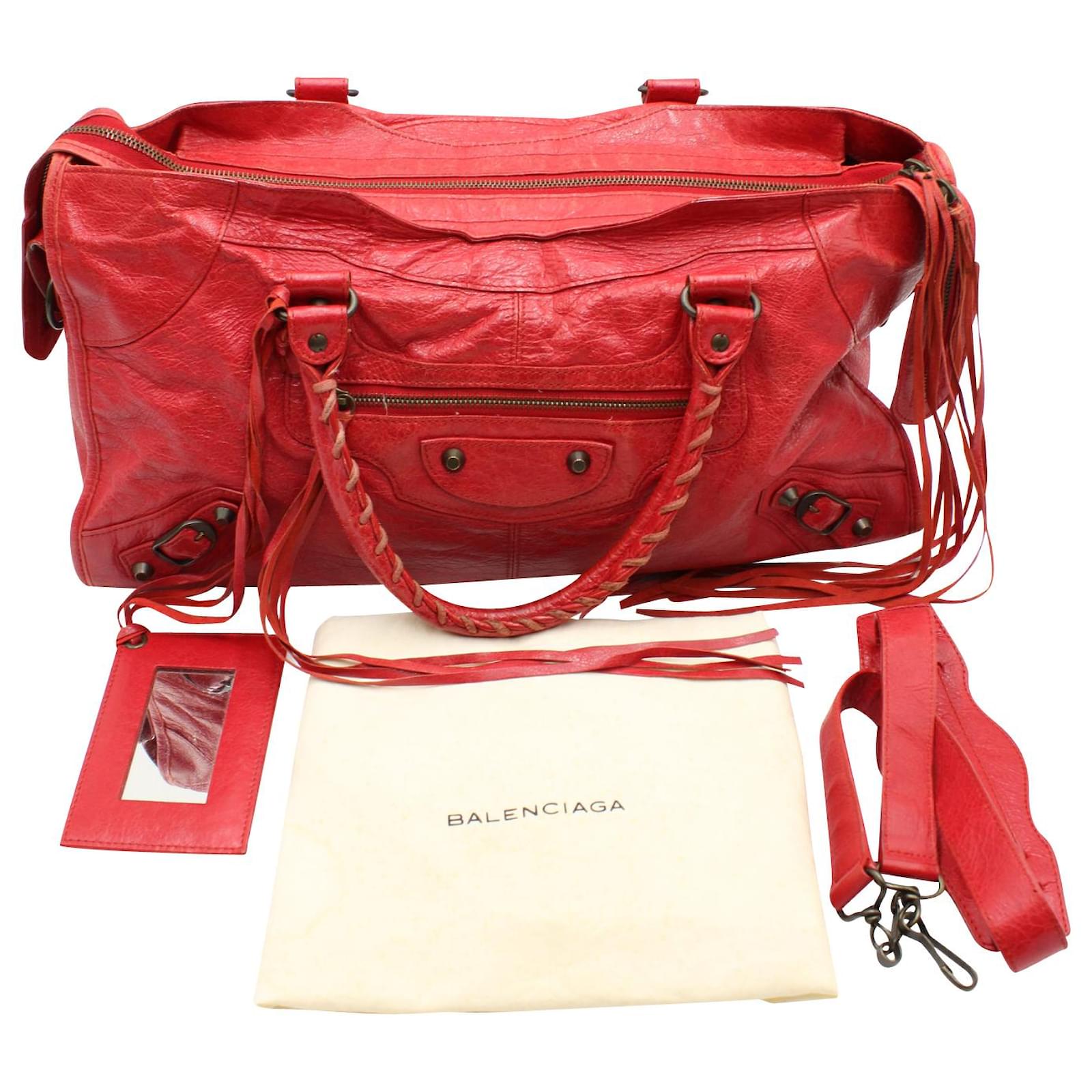 Balenciaga Sac City Motocross en Cuir Rouge ref.730511 - Joli Closet