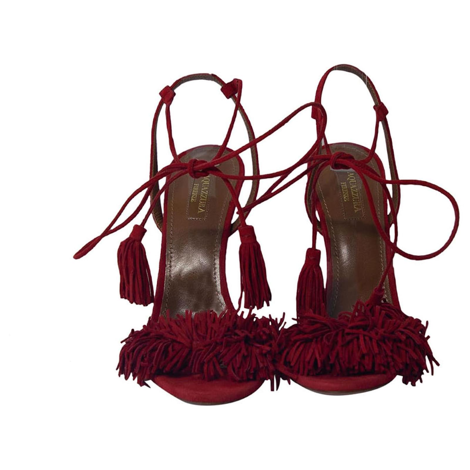 Aquazzura Aquazurra Wild Thing Sandals in Red Suede ref.730580 - Joli ...