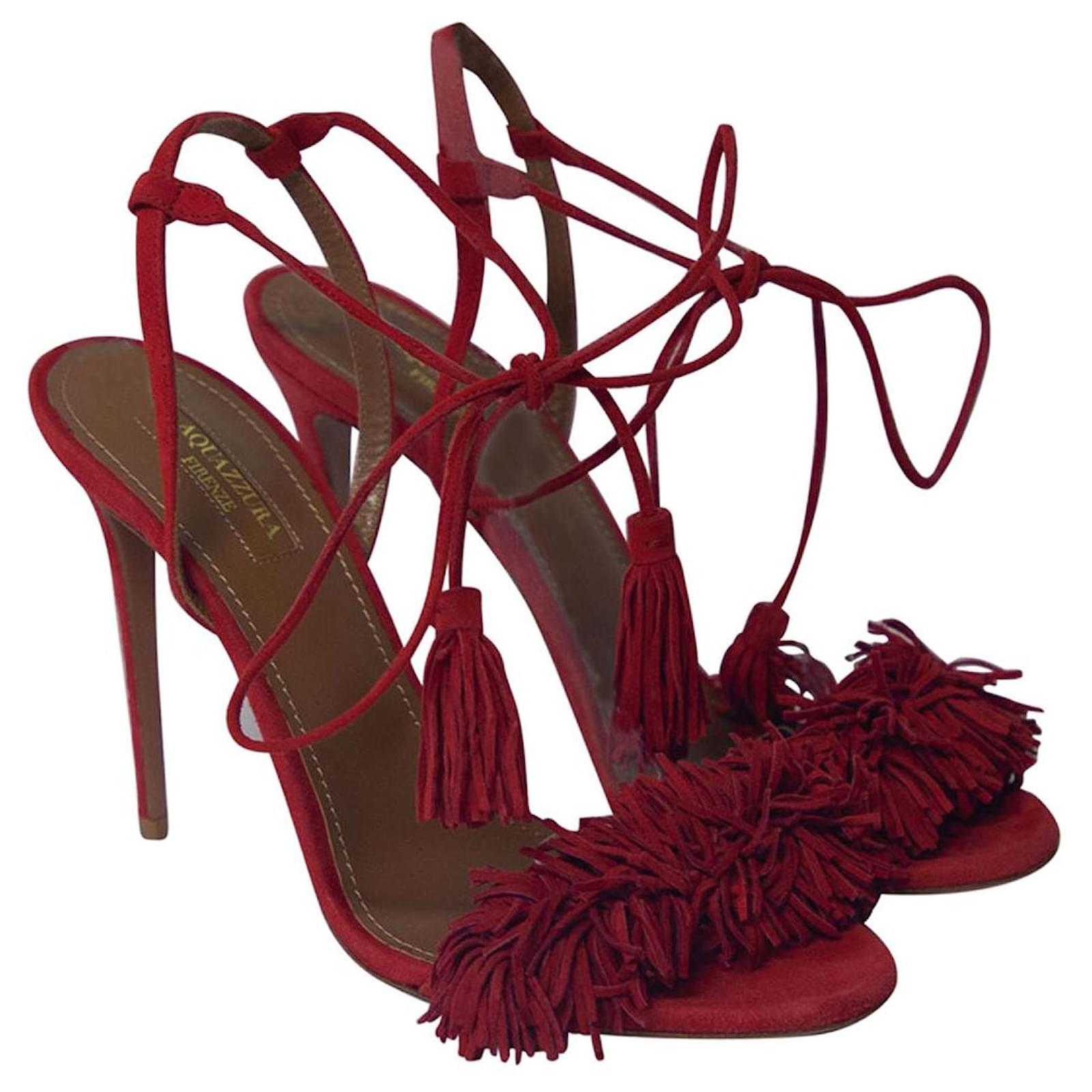 Aquazzura Aquazurra Wild Thing Sandals in Red Suede ref.730580 - Joli ...