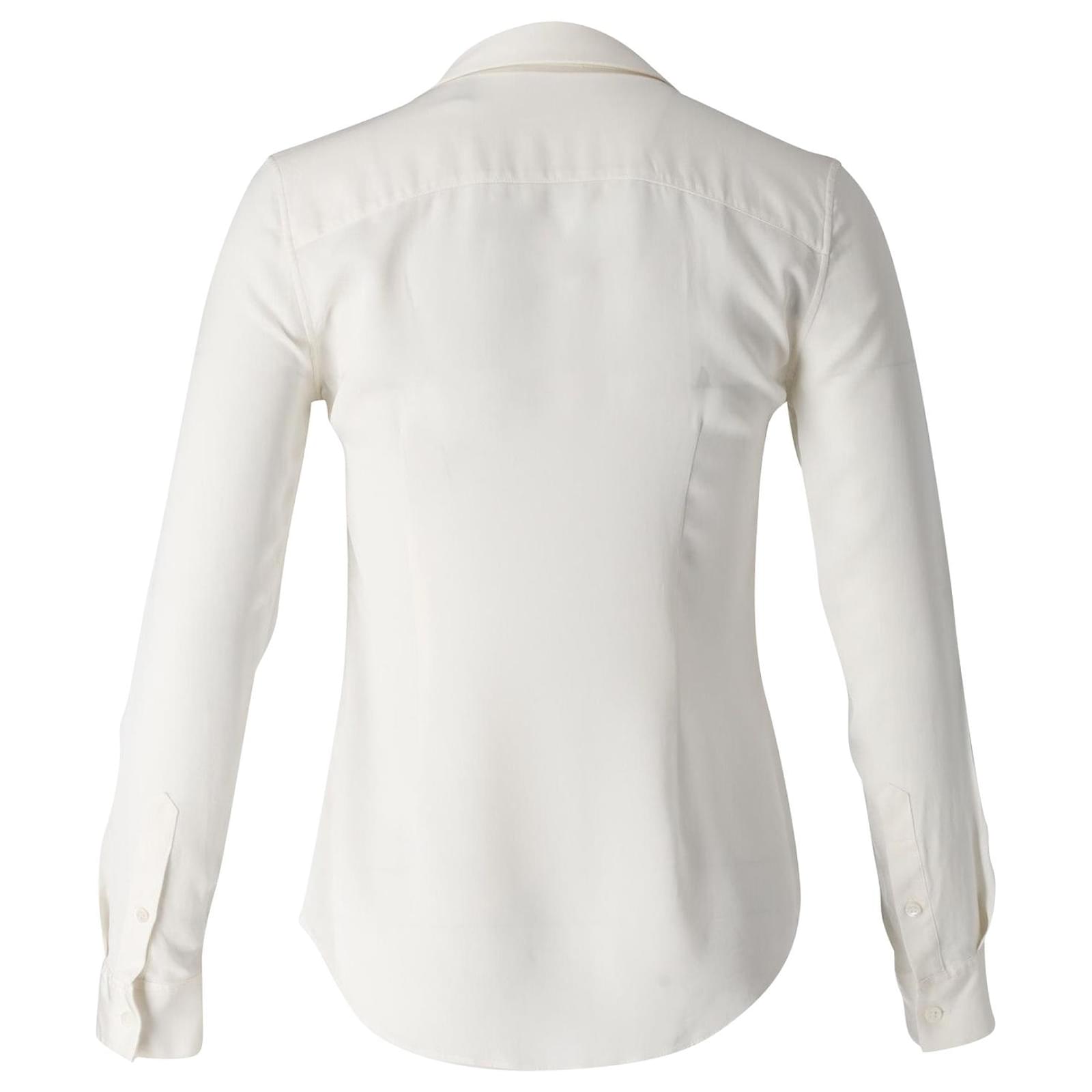 Theory Buttondown Classic Shirt in White Silk ref.730589 - Joli Closet