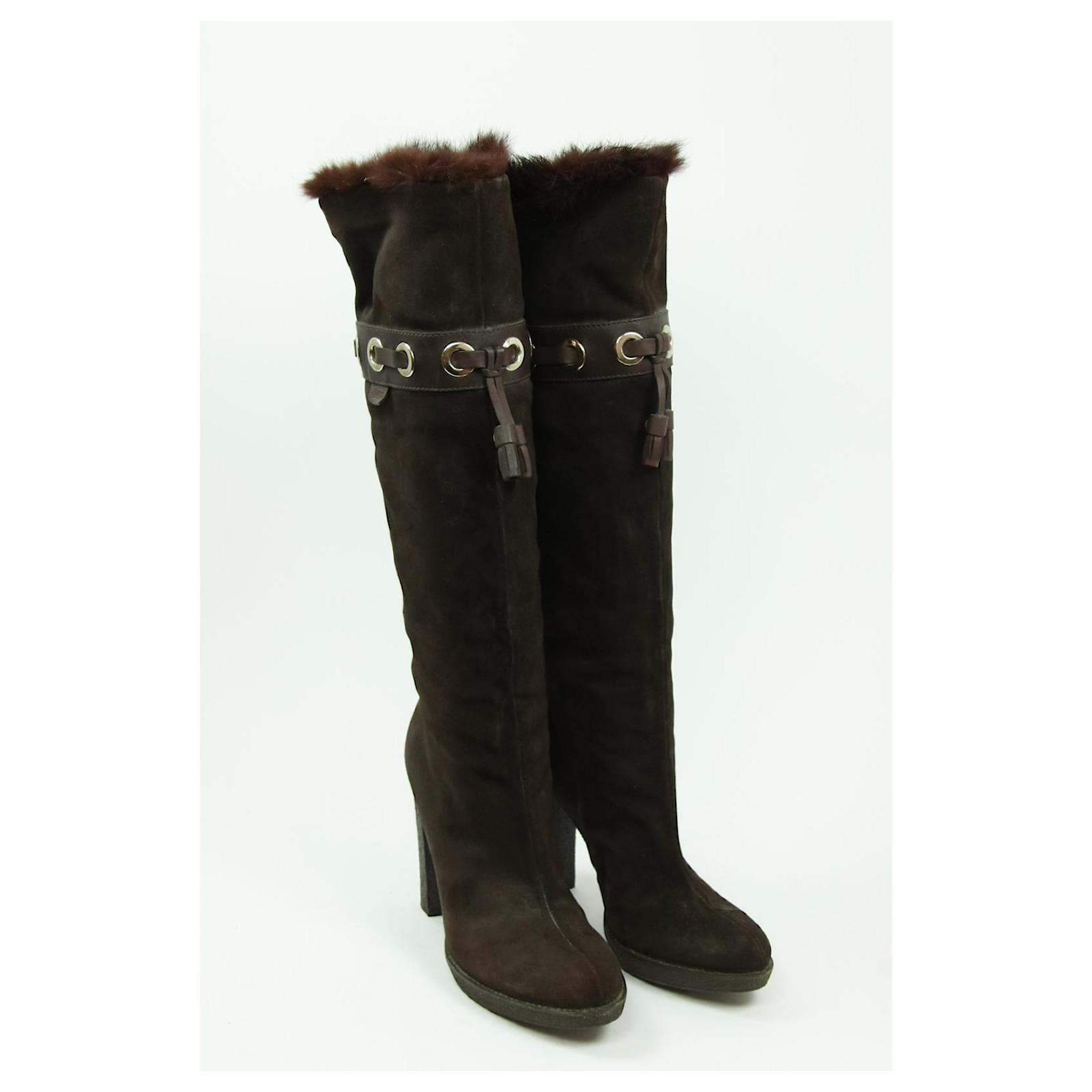 Gucci boots 37 Brown Leather ref.731043 - Joli Closet