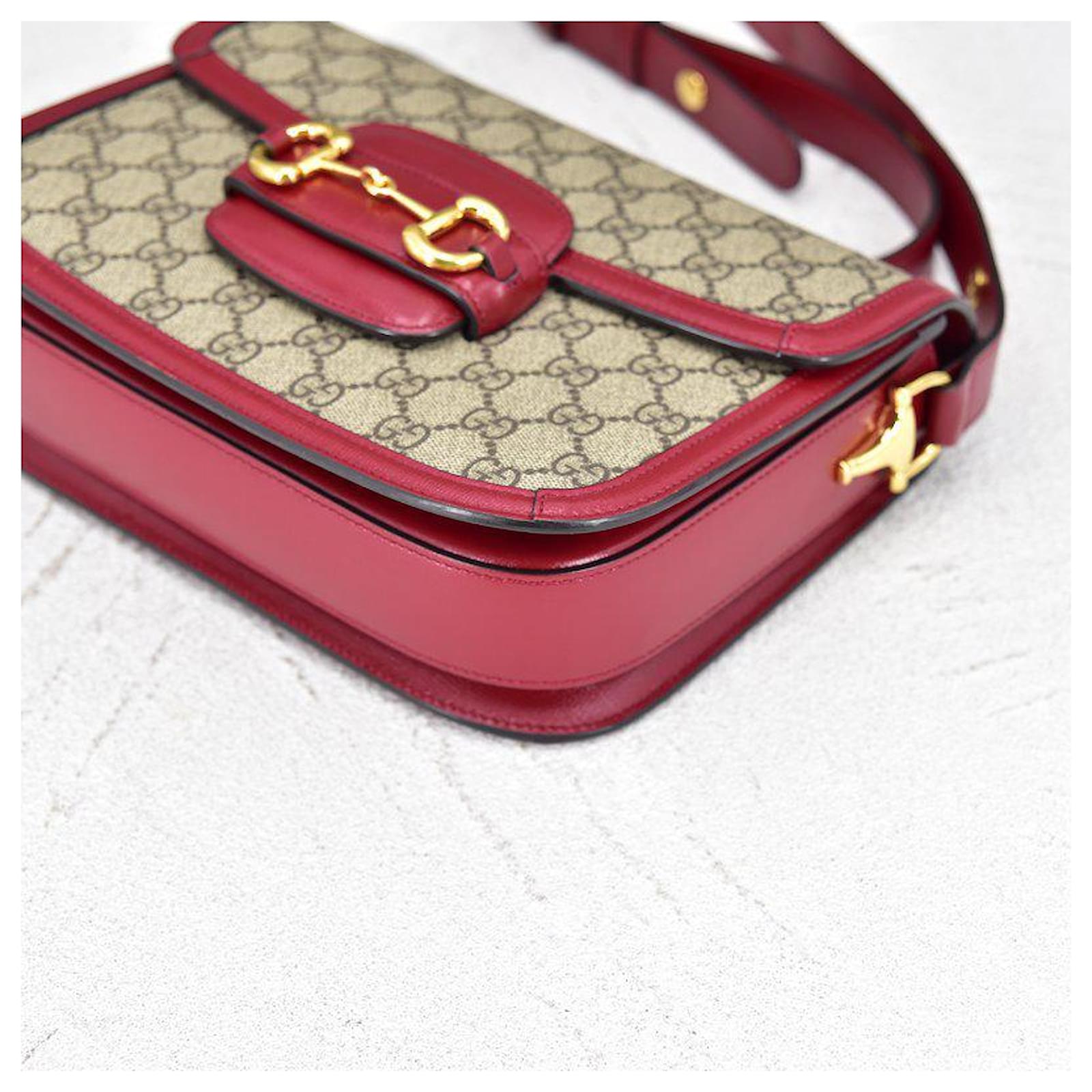 Gucci GG Supreme Horsebit 1955 Red Cloth ref.733692 - Joli Closet