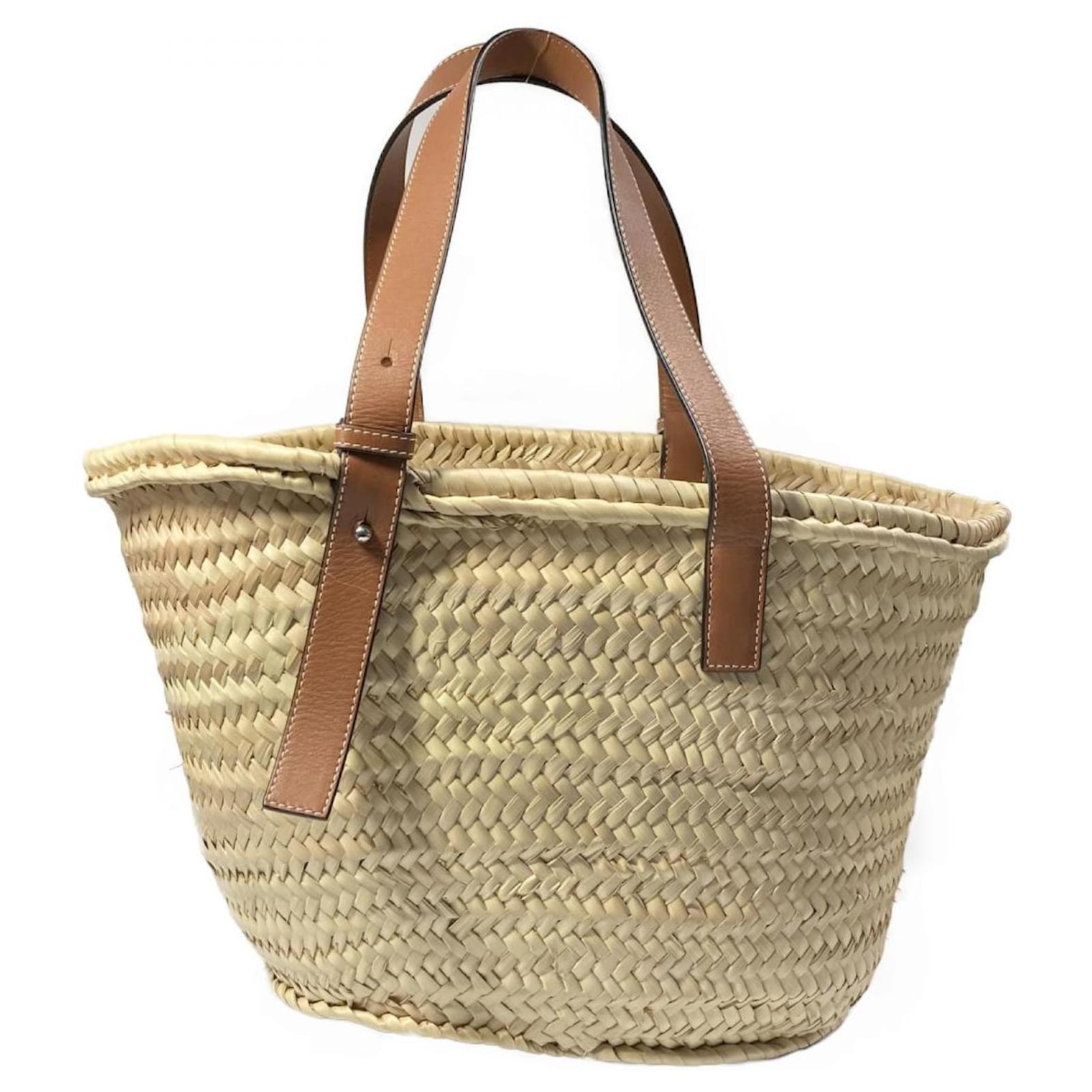 Loewe Sac Panier Smiley Raphia Marron ref.734131 - Joli Closet