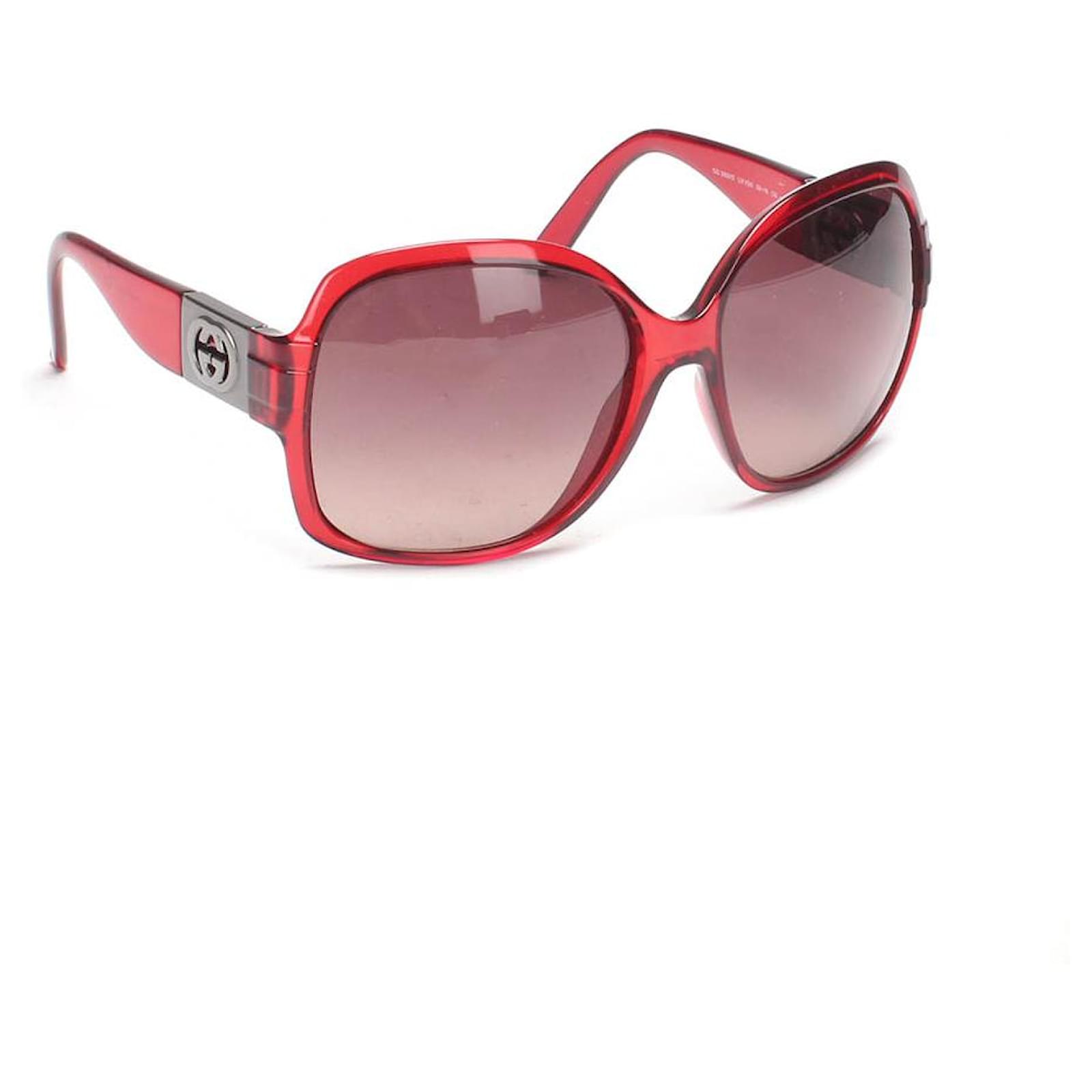 Gucci GG Oversized Tinted Sunglasses Red Plastic ref.734543 - Joli Closet