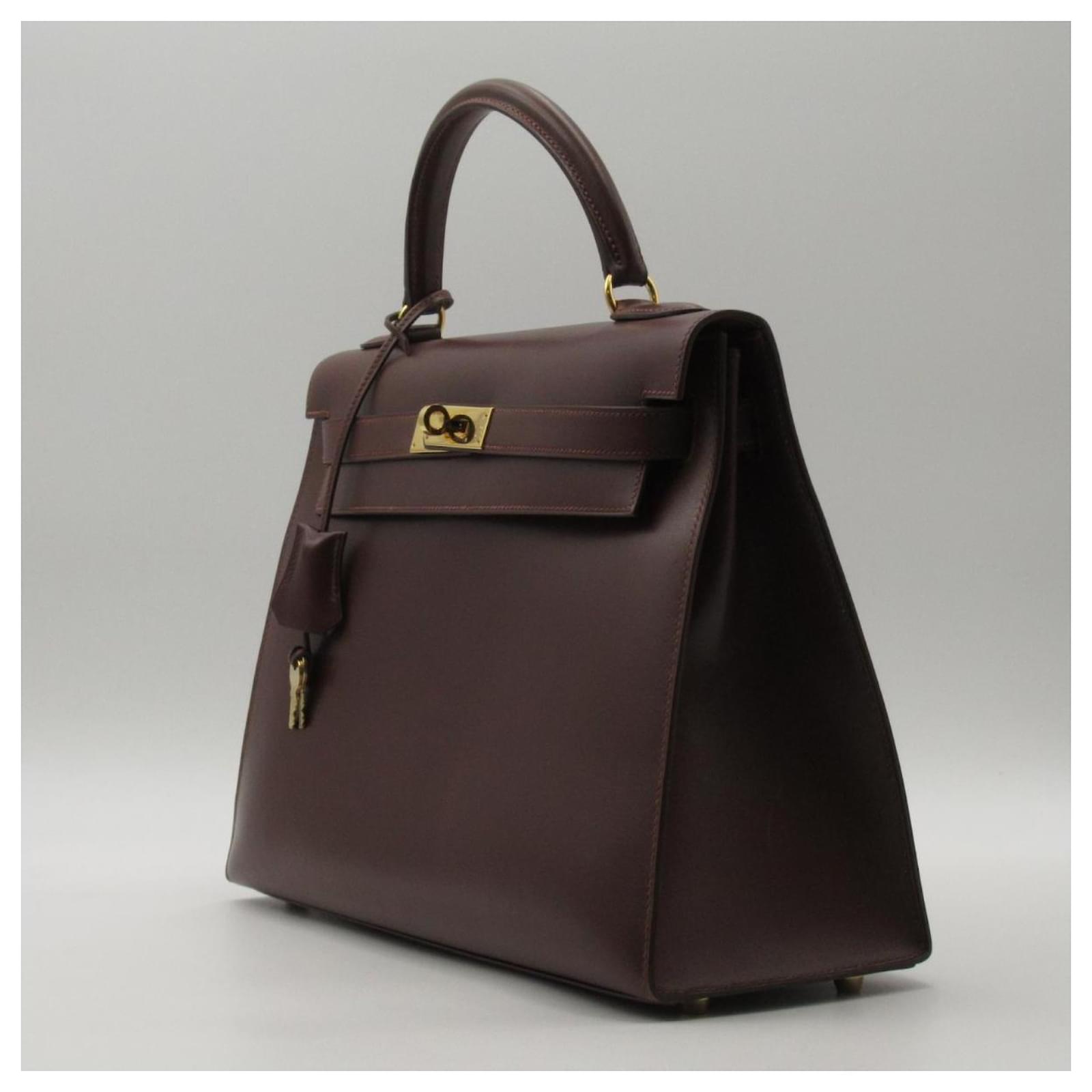 Hermès Box Calf Kelly 32 Brown Pony-style calfskin ref.734711 - Joli Closet