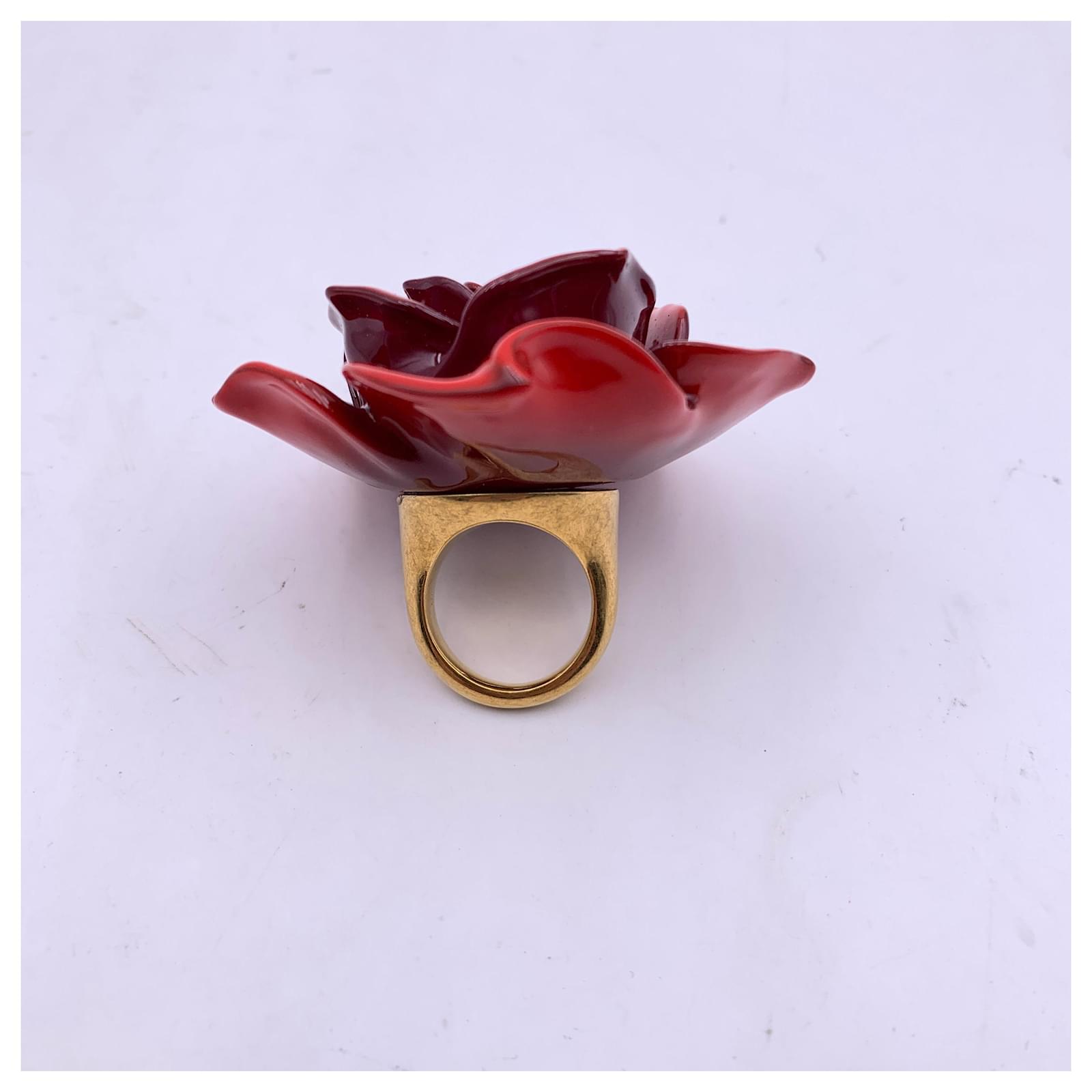 Versace Red Oversized Floral Flower Rose Resin Ring Size 15 (Sold ...