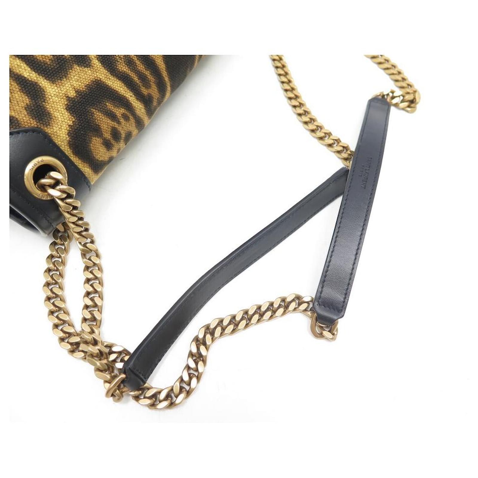 NEW SAINT LAURENT NIKI LEOPARD HANDBAG 548942 IN CANVAS & LEATHER HAND ...