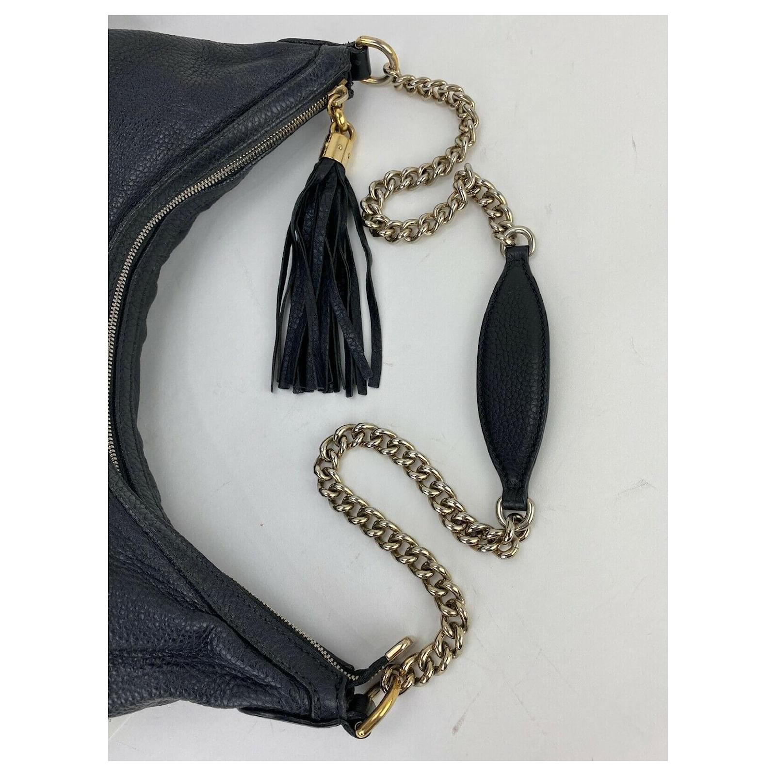 Gucci Bag Soho Pebbled Black Leather calf leather Hobo Shoulder Bag ...