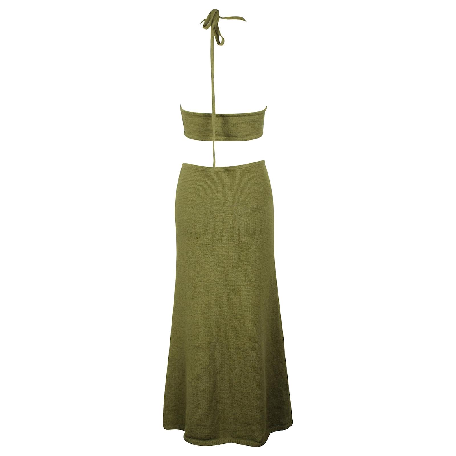 Cult Gaia Cameron Twist-Front Cutout Halterneck Dress in Green Olive ...