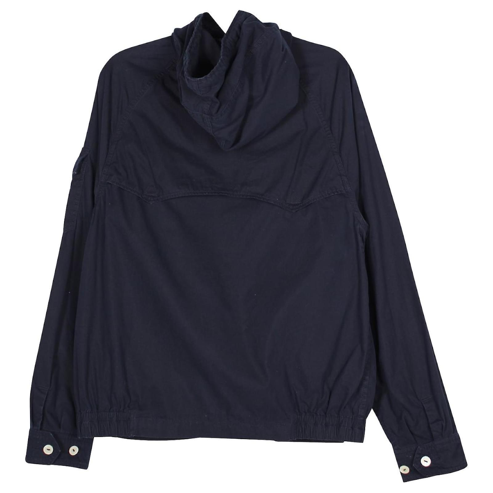 Polo Ralph Lauren Navy Blue Rain Jacket with Hood Cotton ref.741448 ...