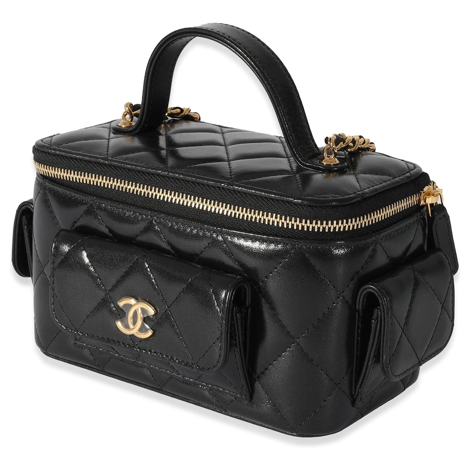 Chanel 22k Leather Vanity With Chain Black ref.744064 - Joli Closet