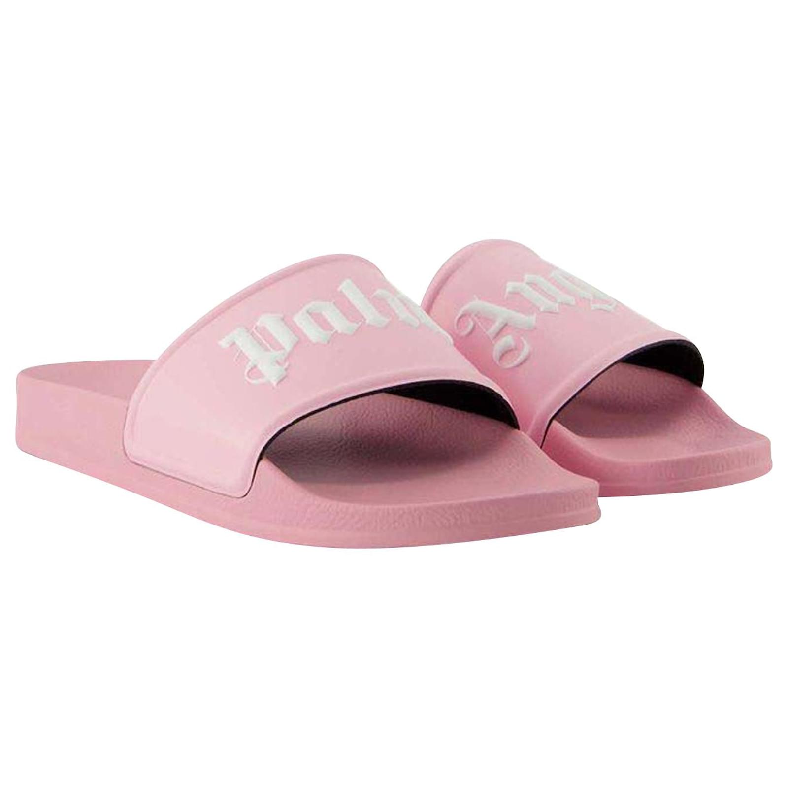 Pool Slider Mules - Palm Angels - Pink/White - Polyurethane ref.744383 ...