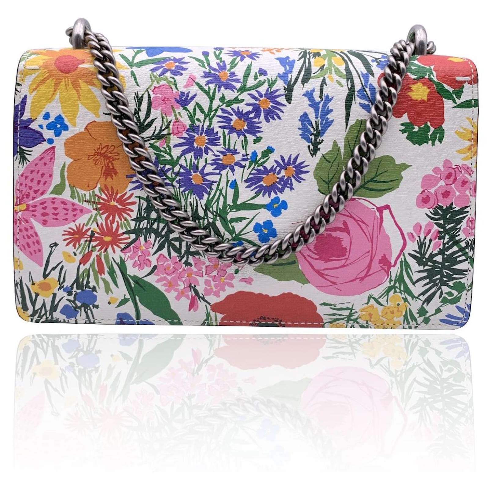 Gucci Ken Scott Print White Floral Leather Dionysus Shoulder Bag ...