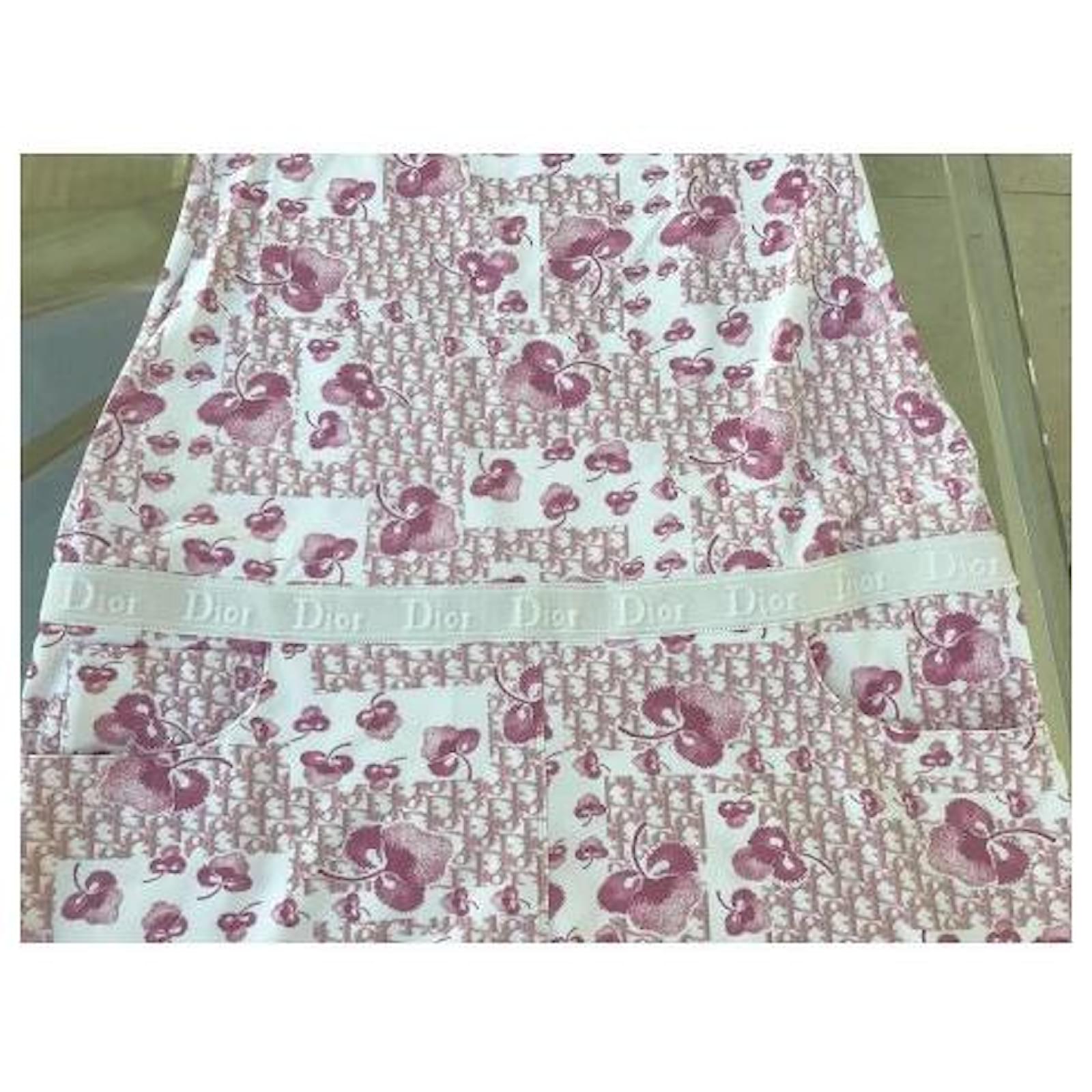 DIOR LOGO DRESS Pink White Elastane ref.750838 - Joli Closet