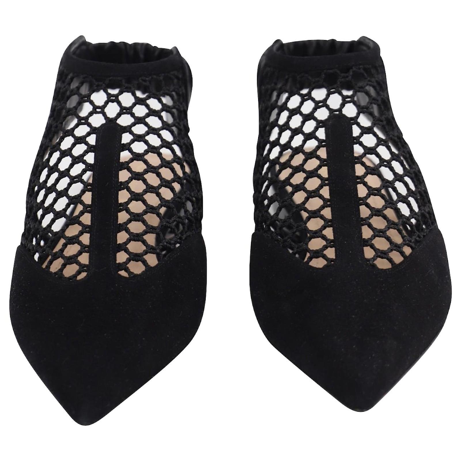 Dior Fishnet Slingback Ballet Flats in Black Suede ref.753856 - Joli Closet