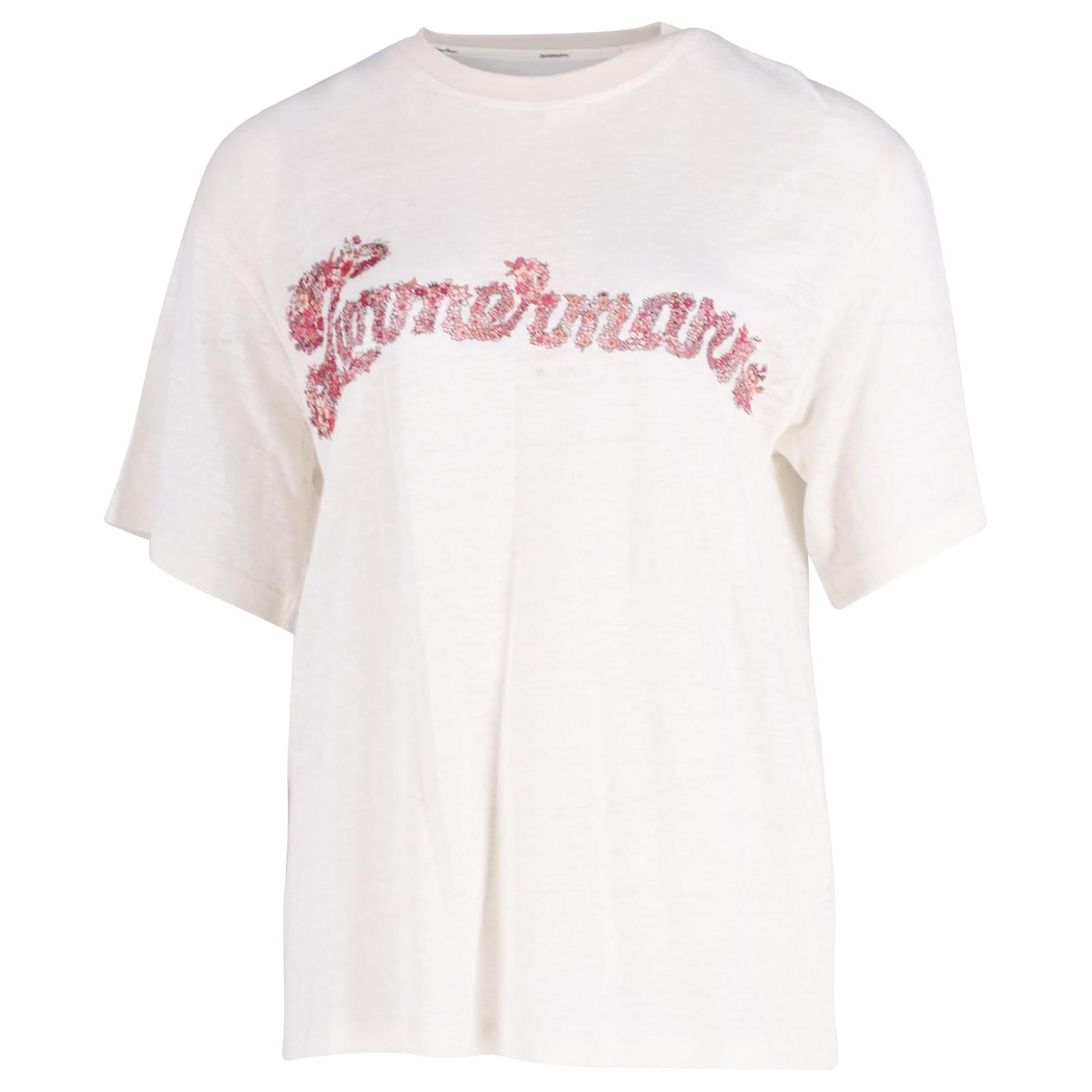 Zimmermann T-shirt Zimmerman Logo en lin crème Blanc Écru ref.756136 ...