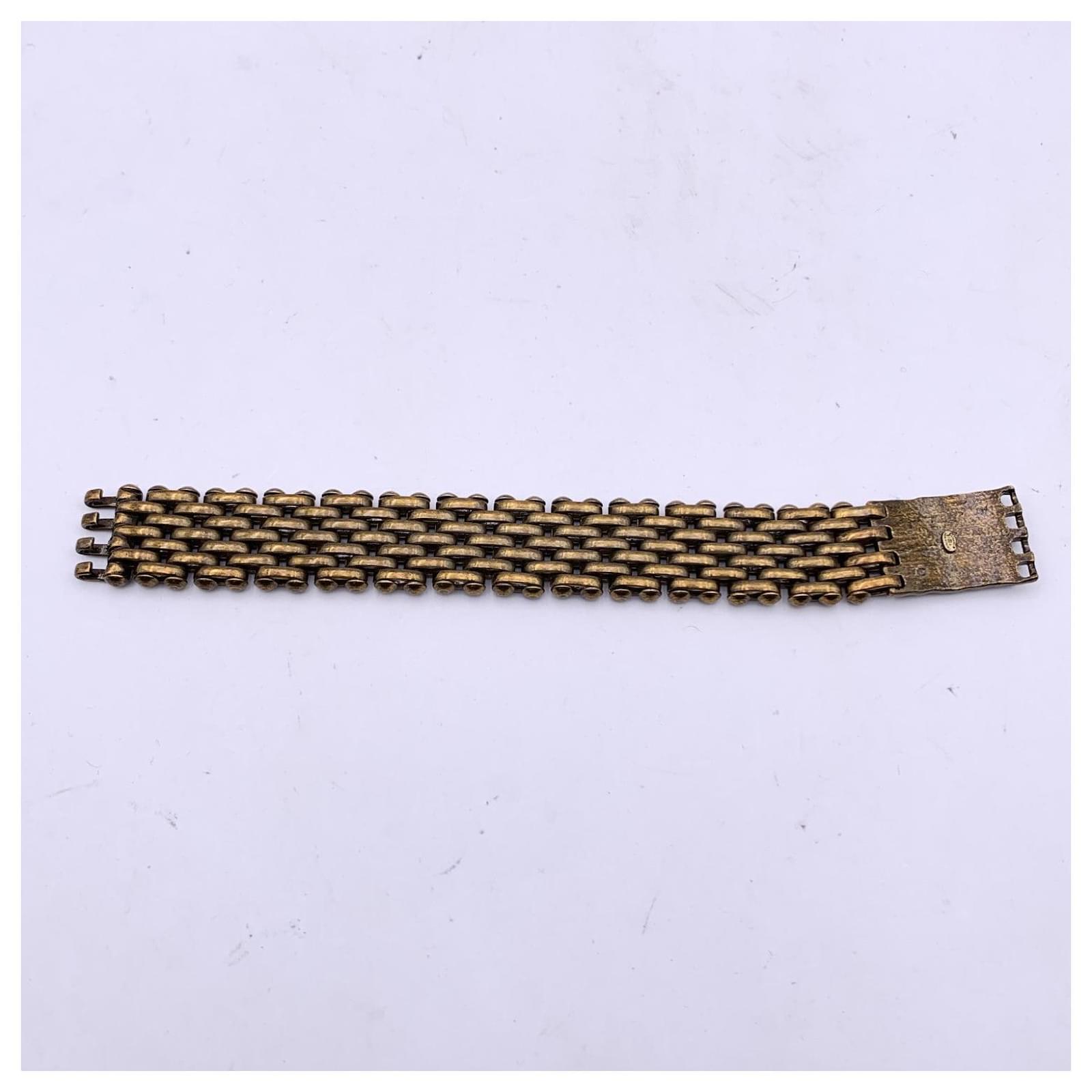 Chanel Vintage Bronze Metal Chain Link CC Logo Bracelet Golden ref ...