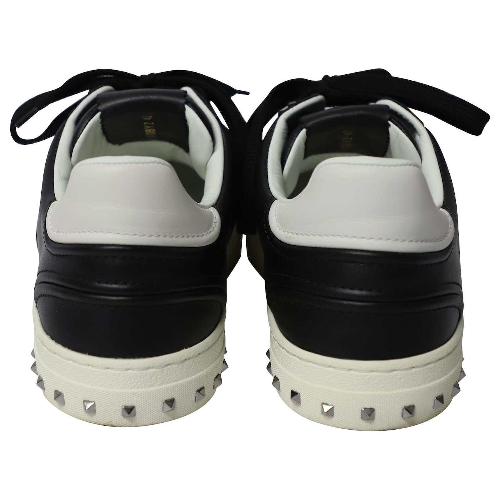 Valentino Fly Crew Low Top Sneakers in Black and White Leather Multiple ...
