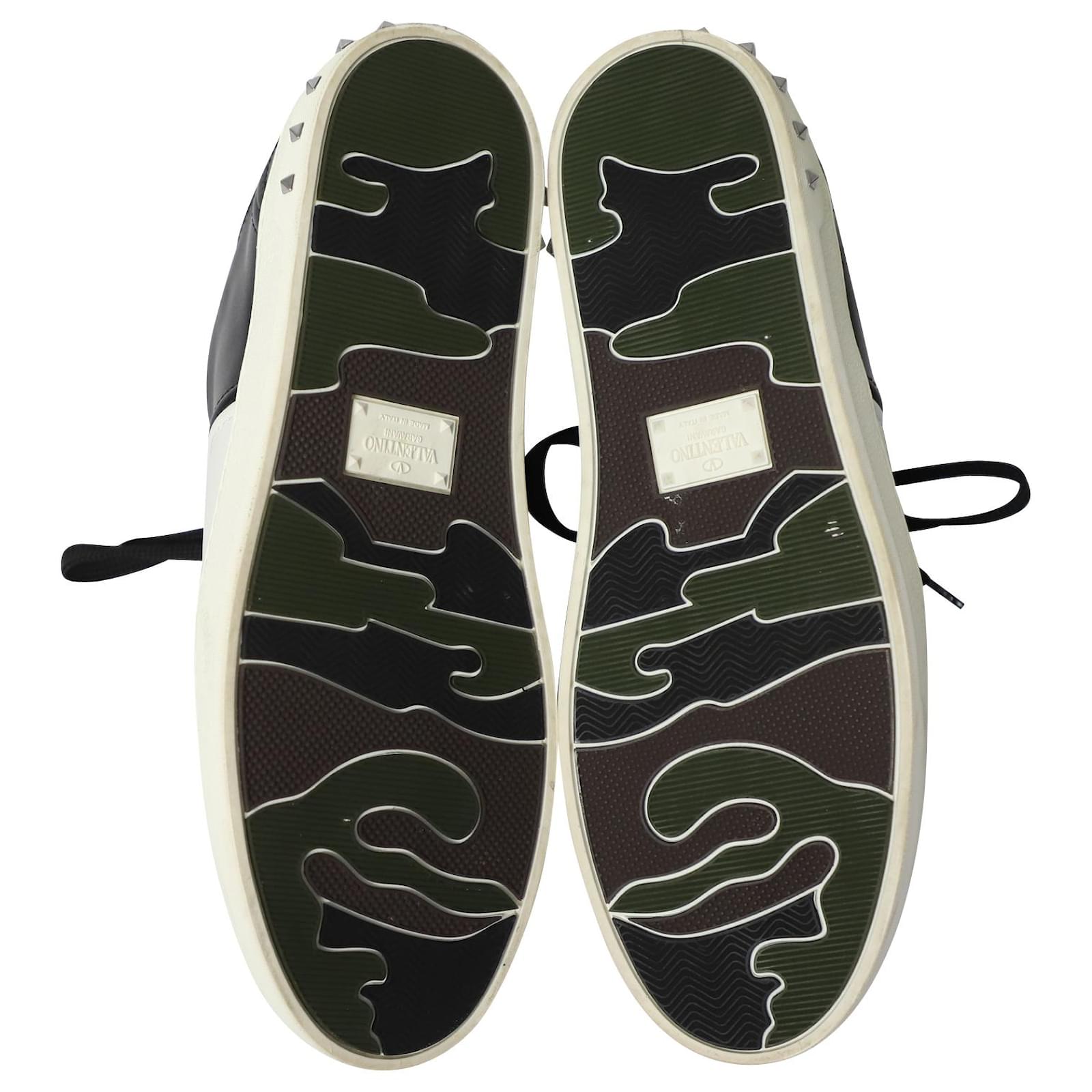 Valentino Fly Crew Low Top Sneakers in Black and White Leather Multiple ...