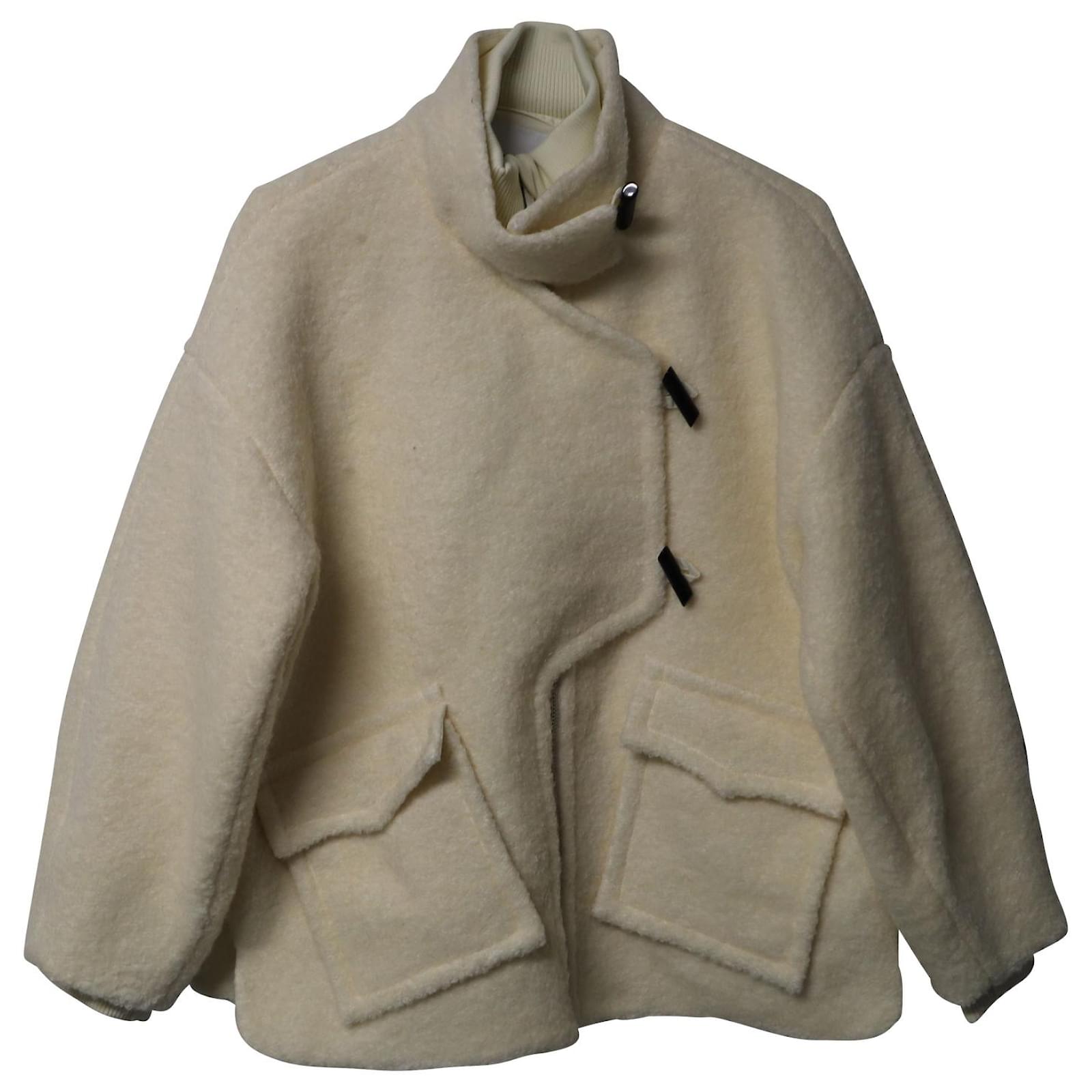 Ganni Boucle Shoulder Jacket in White Recycled Wool Cream ref.757427 ...