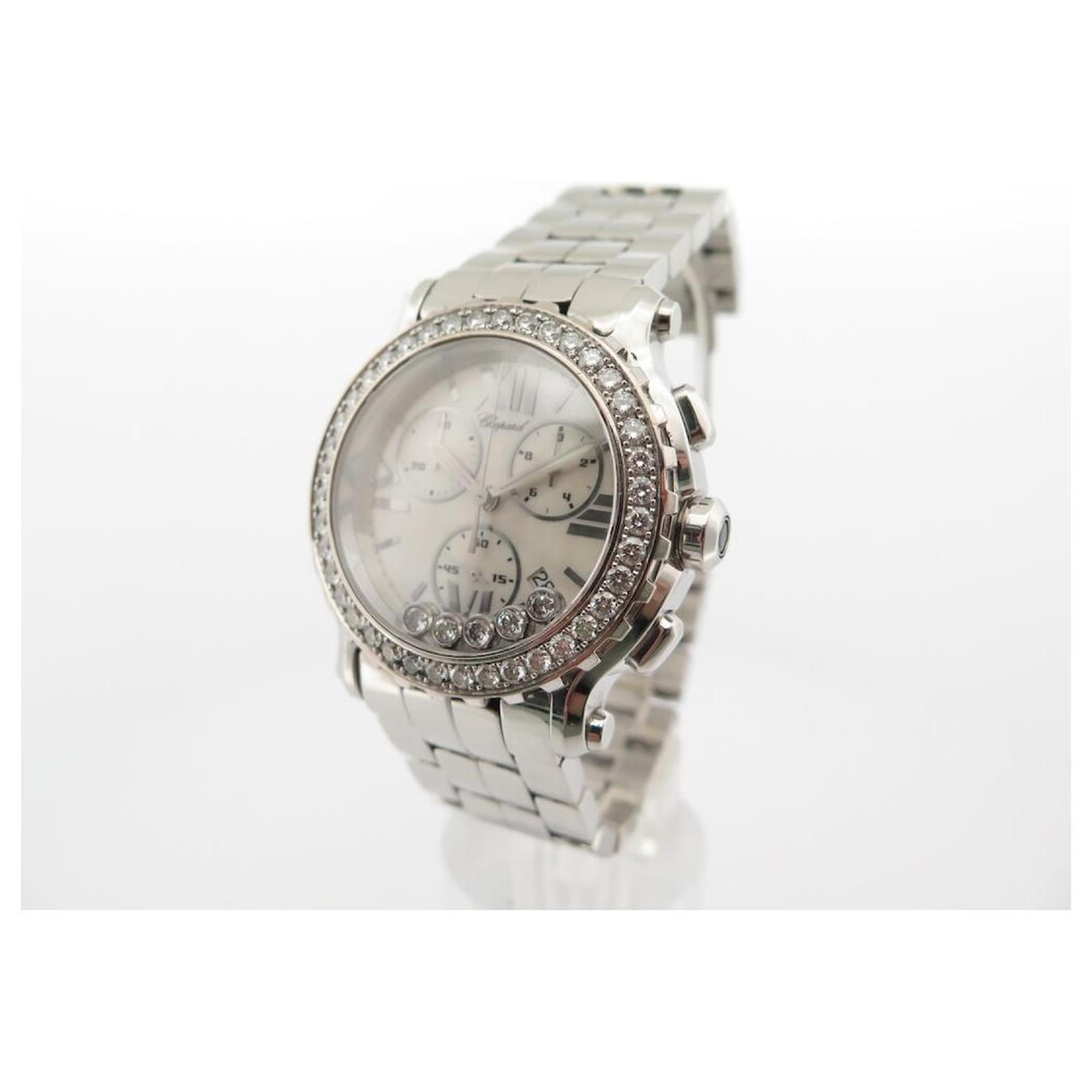 NEW CHOPARD HAPPY SPORT WATCH 228506-2005 ct quartz 42MM MOTHER-OF-PEARL STEEL WATCH Silvery ref ...