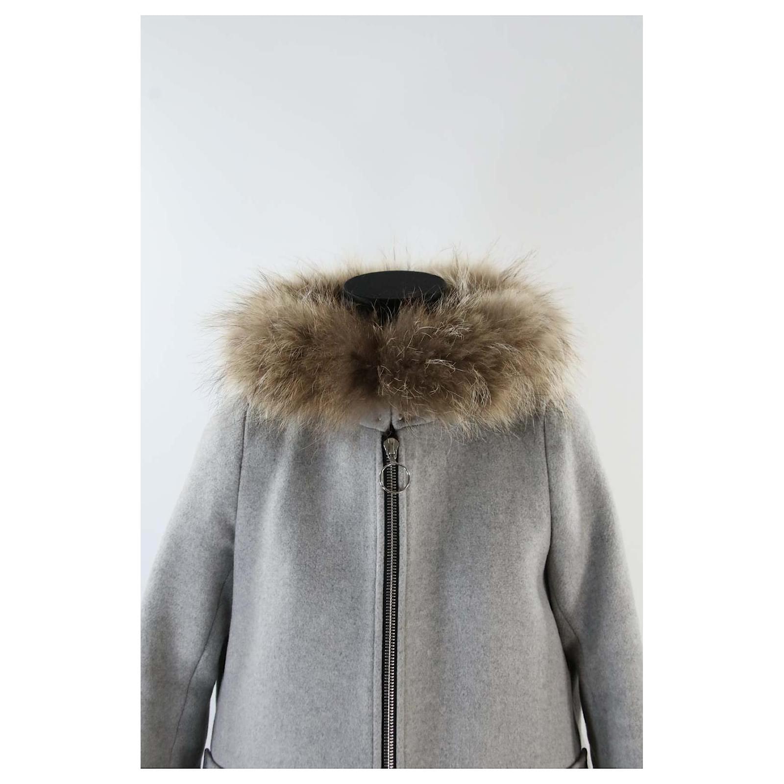 Maje Coat 36 Grey Wool ref.762223 - Joli Closet