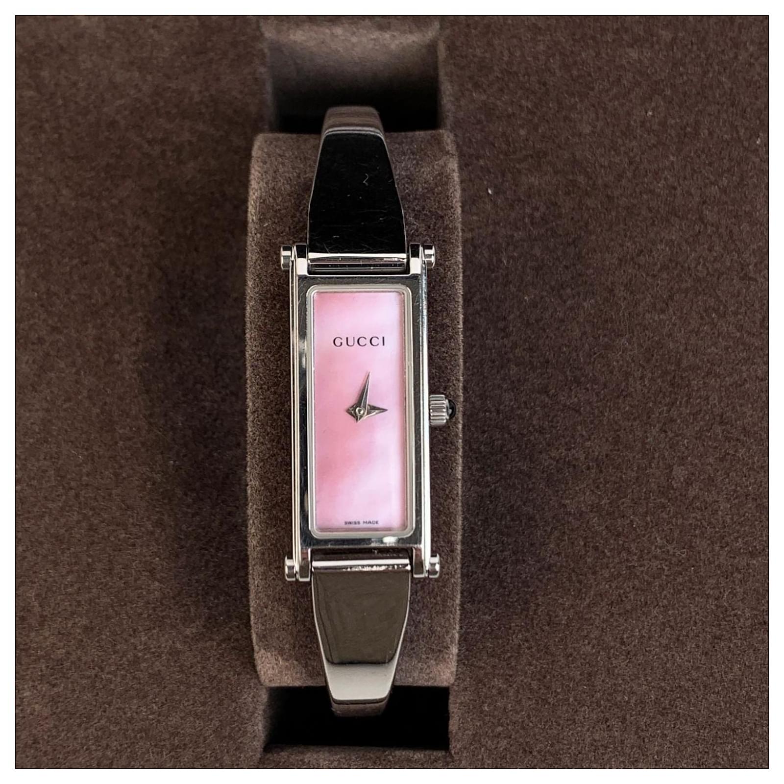 Gucci Vintage Stainless Steel Womens Wrist Watch Mod 1500L Quartz Pink ...