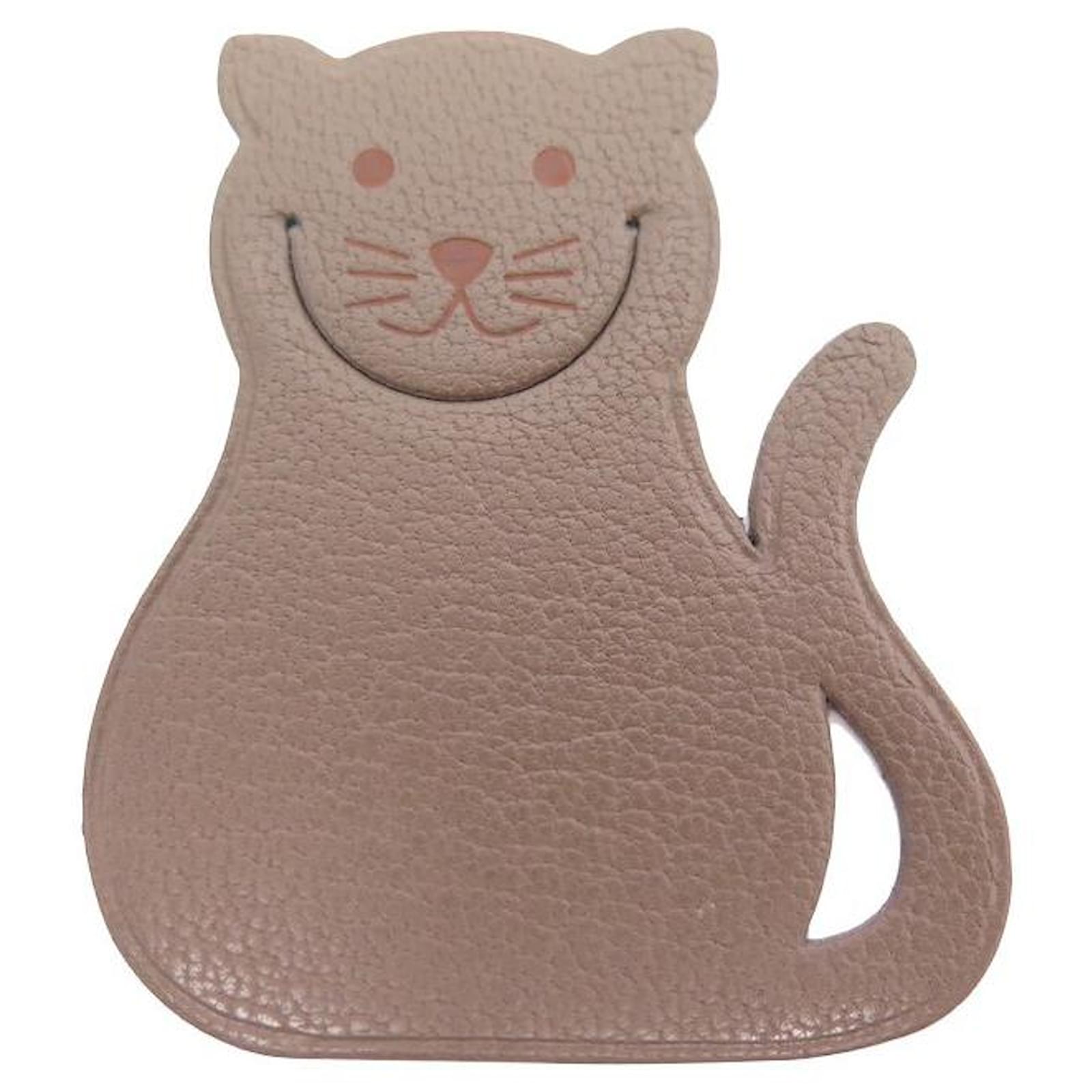 Hermès NEW BOOKMARK HERMES PEEKABOOK CAT IN MYSORE TAUPE GOAT LEATHER ...