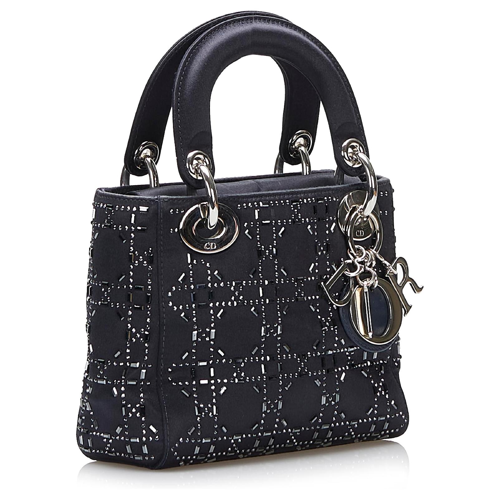 Dior Black Crystal-Embellished Satin Mini Lady Dior Cloth ref.766259 ...