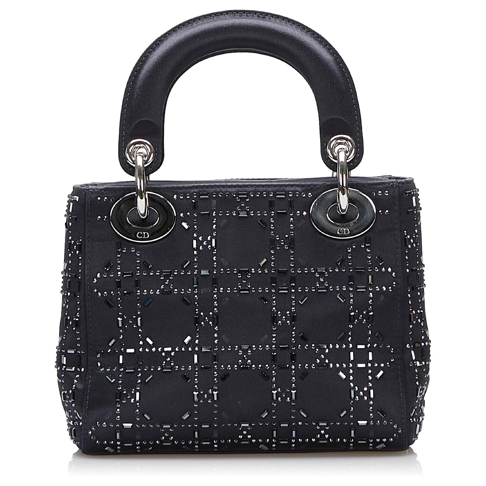 Dior Black Crystal-Embellished Satin Mini Lady Dior Cloth ref.766259 ...