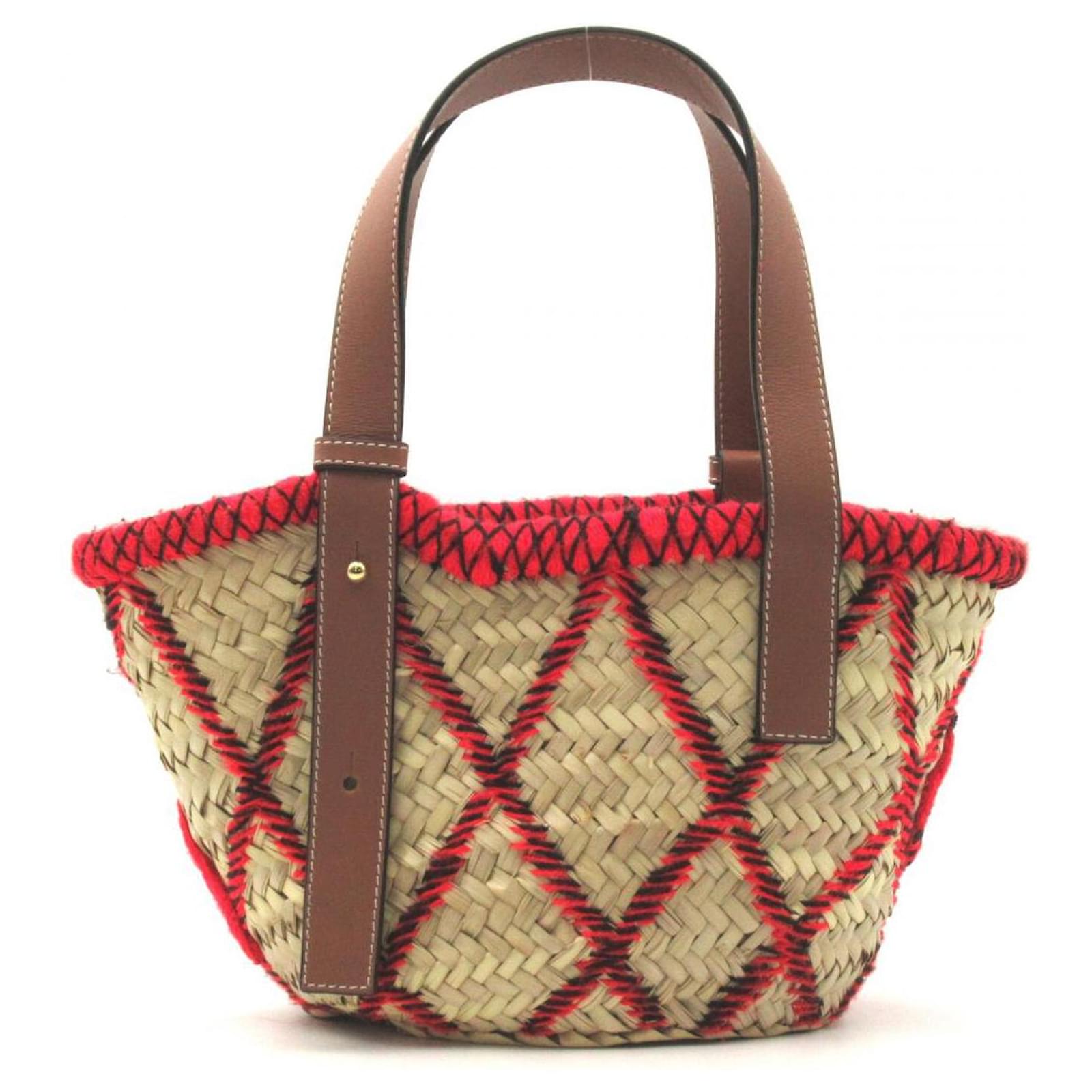 Loewe 2019 Sac cabas panier en raphia brodé Beige ref.767255 - Joli Closet
