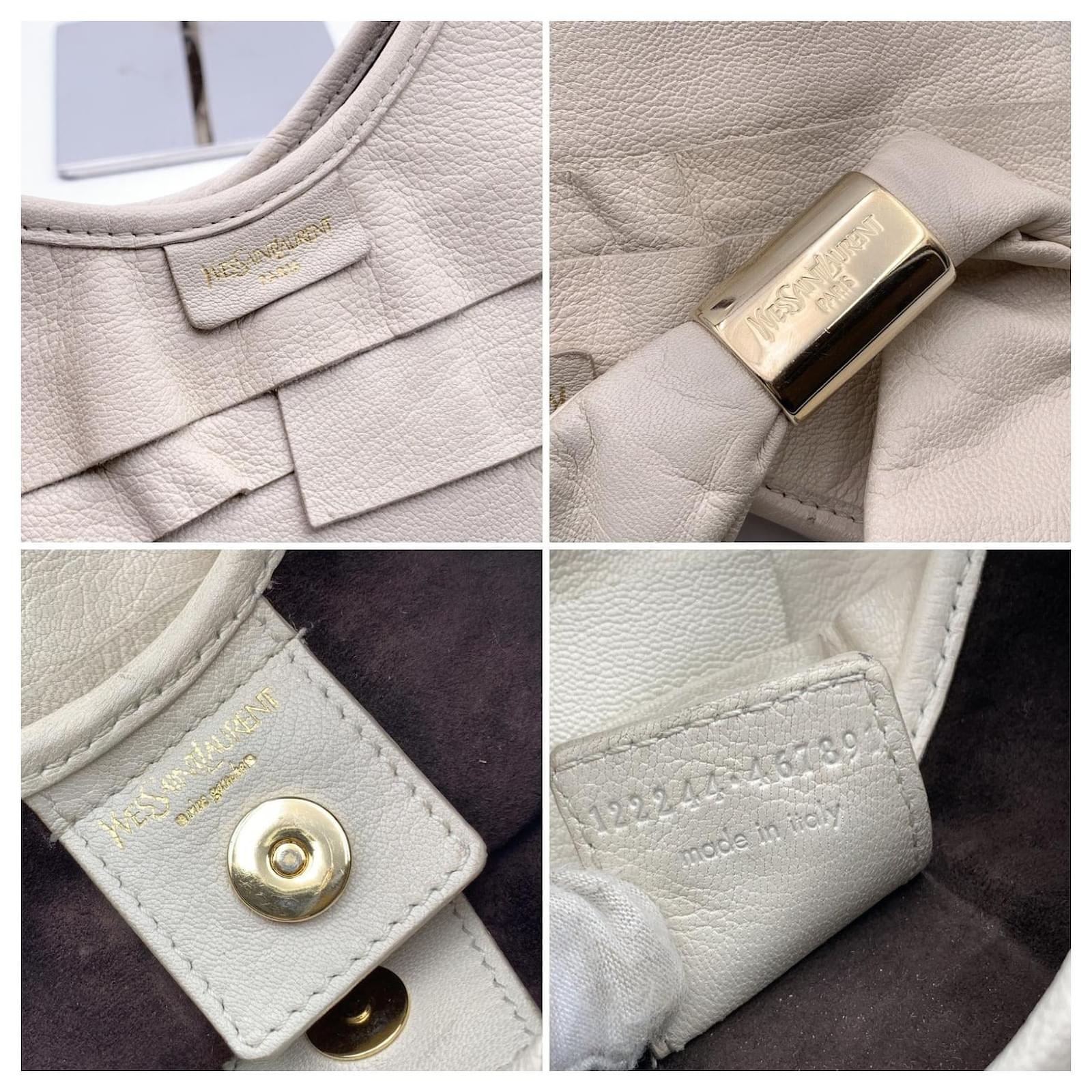 Yves Saint Laurent White Ruffled Leather St Tropez Hobo Tote Bag ref ...