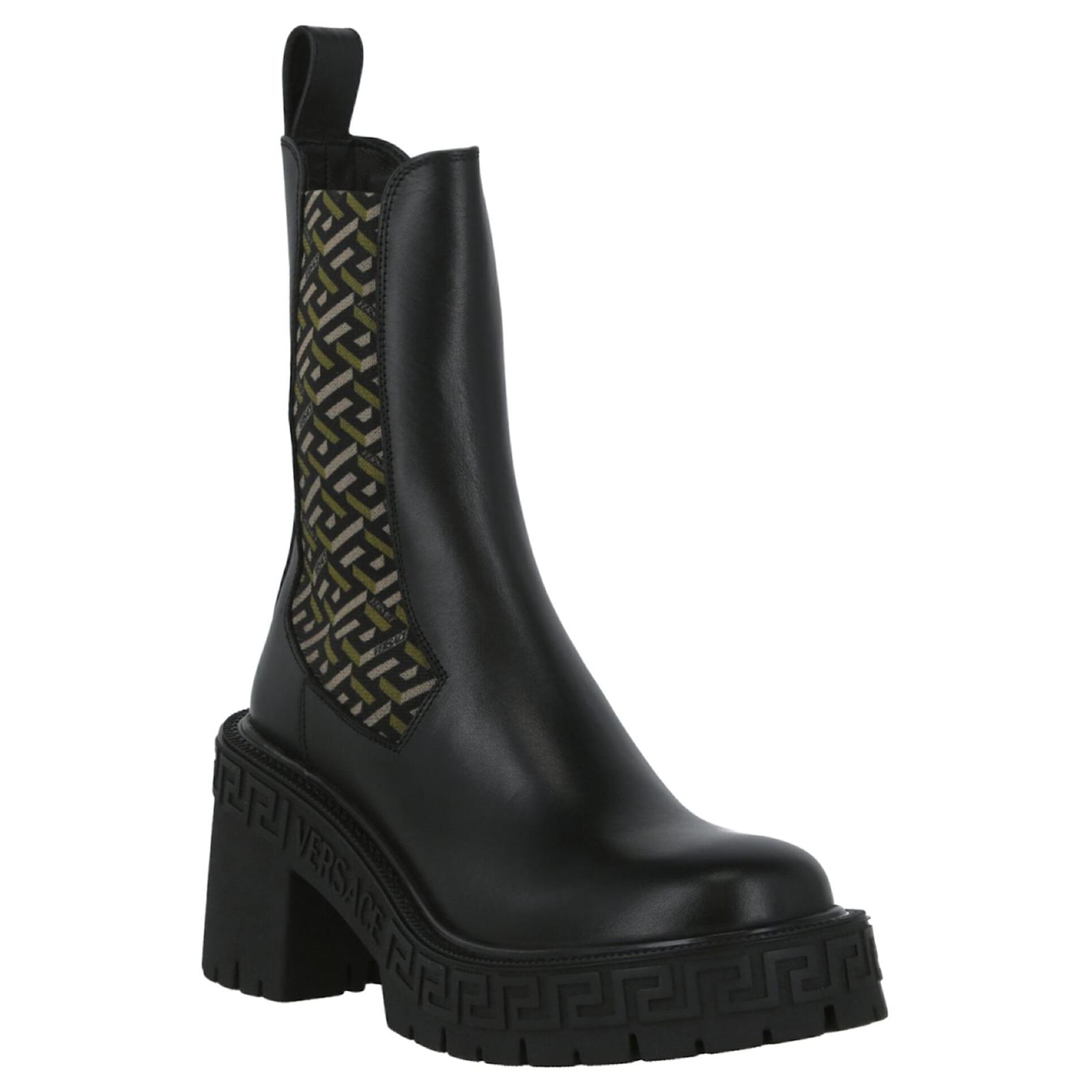 Versace La Greca Platform Boots Black ref.770417 - Joli Closet