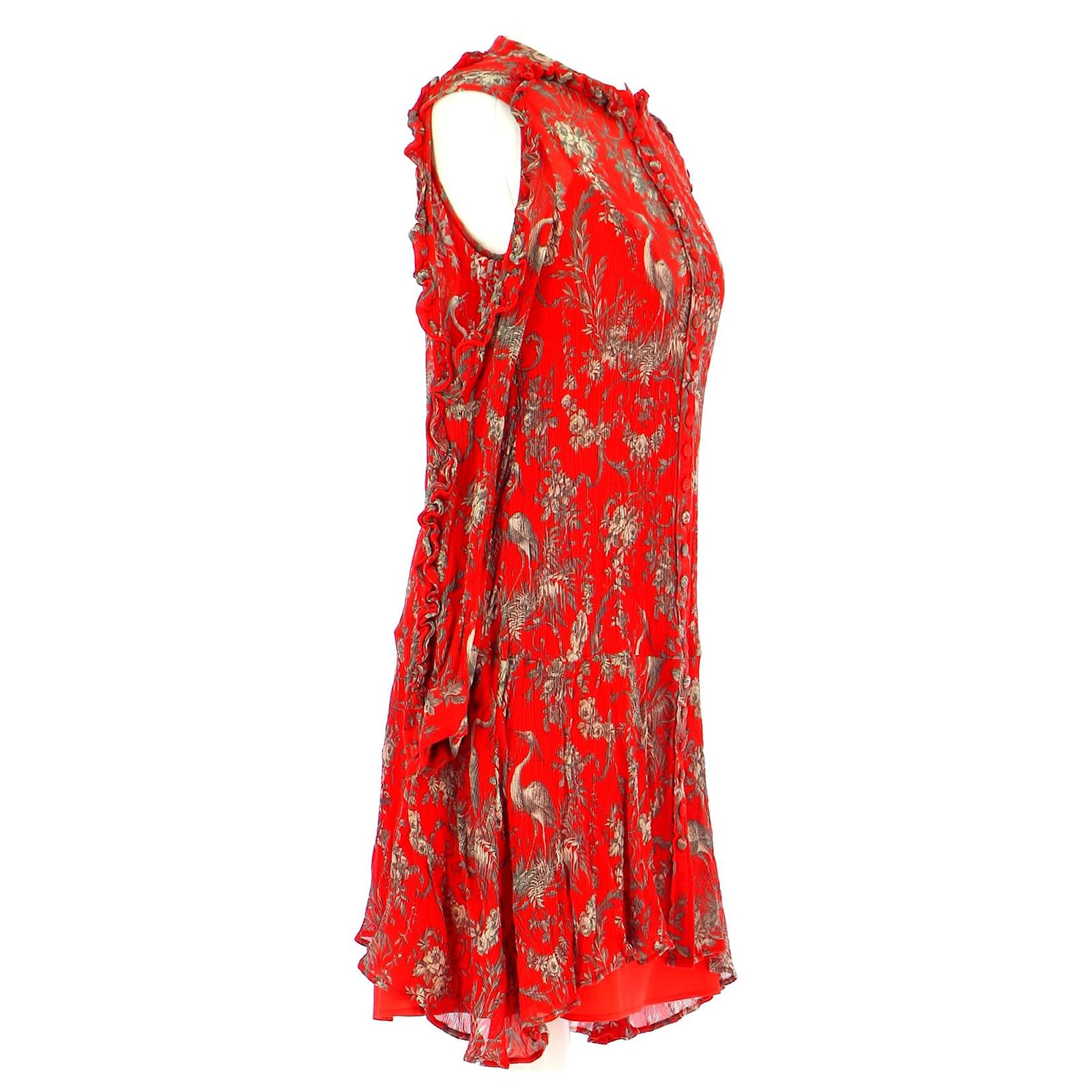 The Kooples Robe Soie Rouge ref.771664 - Joli Closet