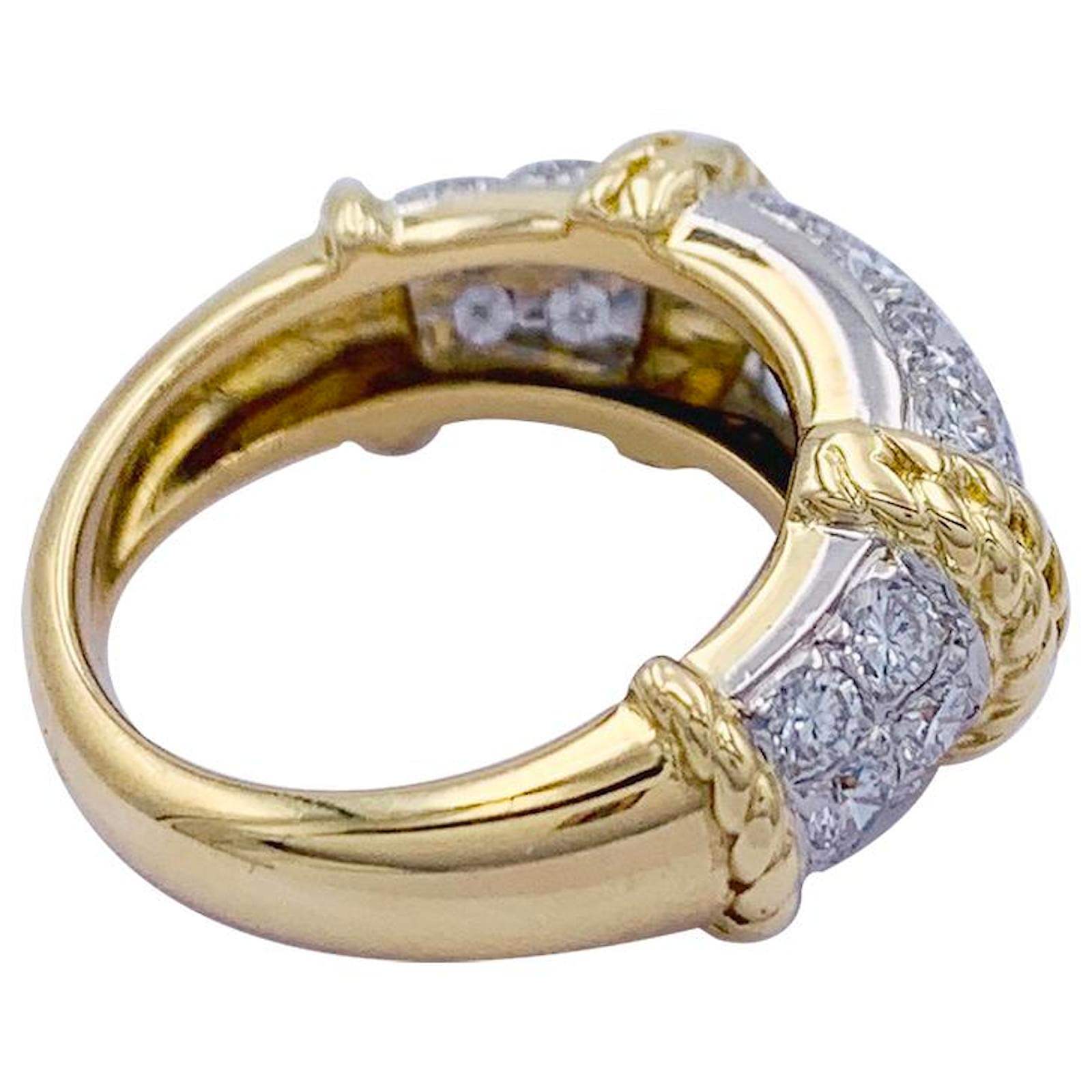 Bague Fred, "Isaure", or jaune, platine, diamants. ref.776697 - Joli Closet