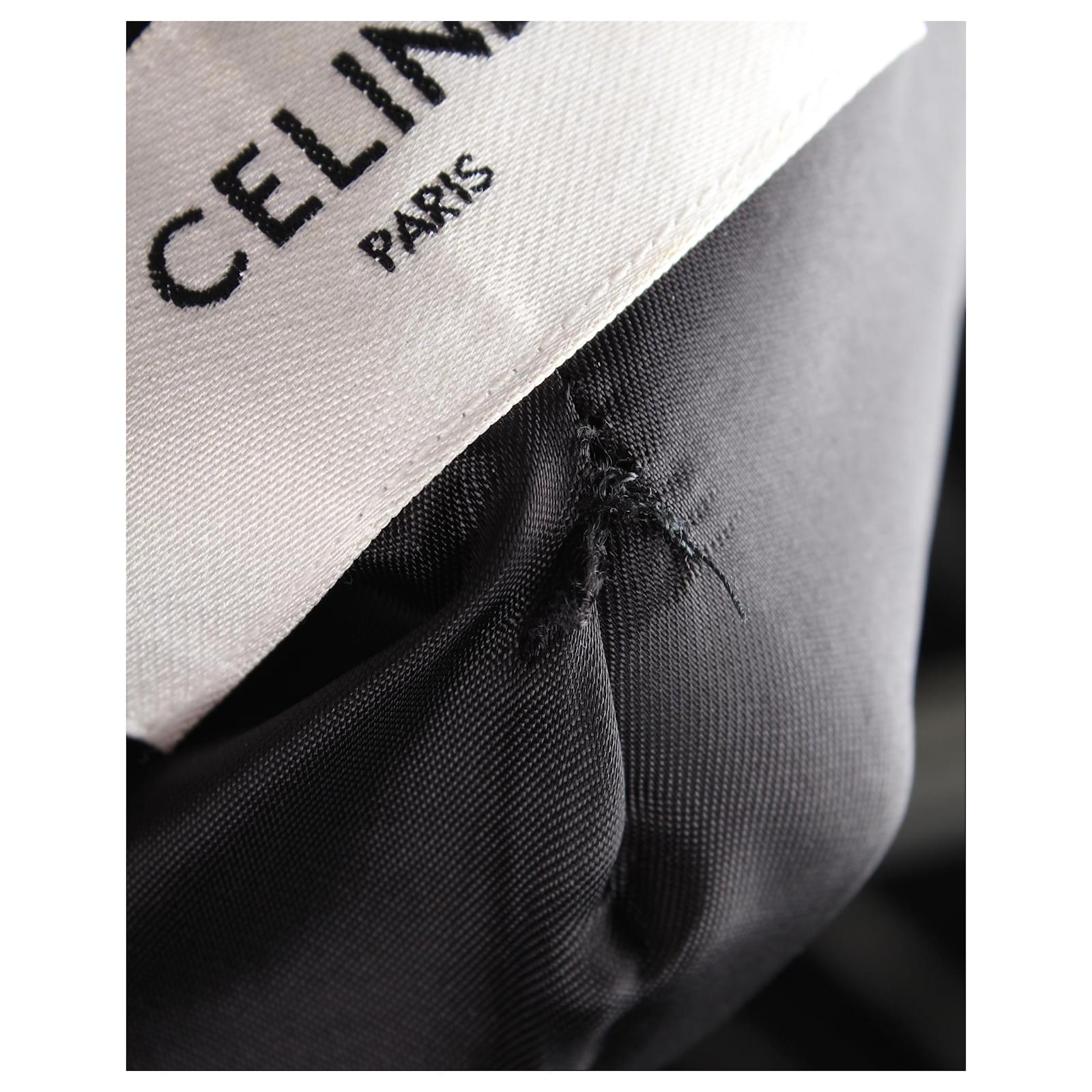 Céline Celine Leather Accent Teddy Jacket in Black Wool ref.777005 ...