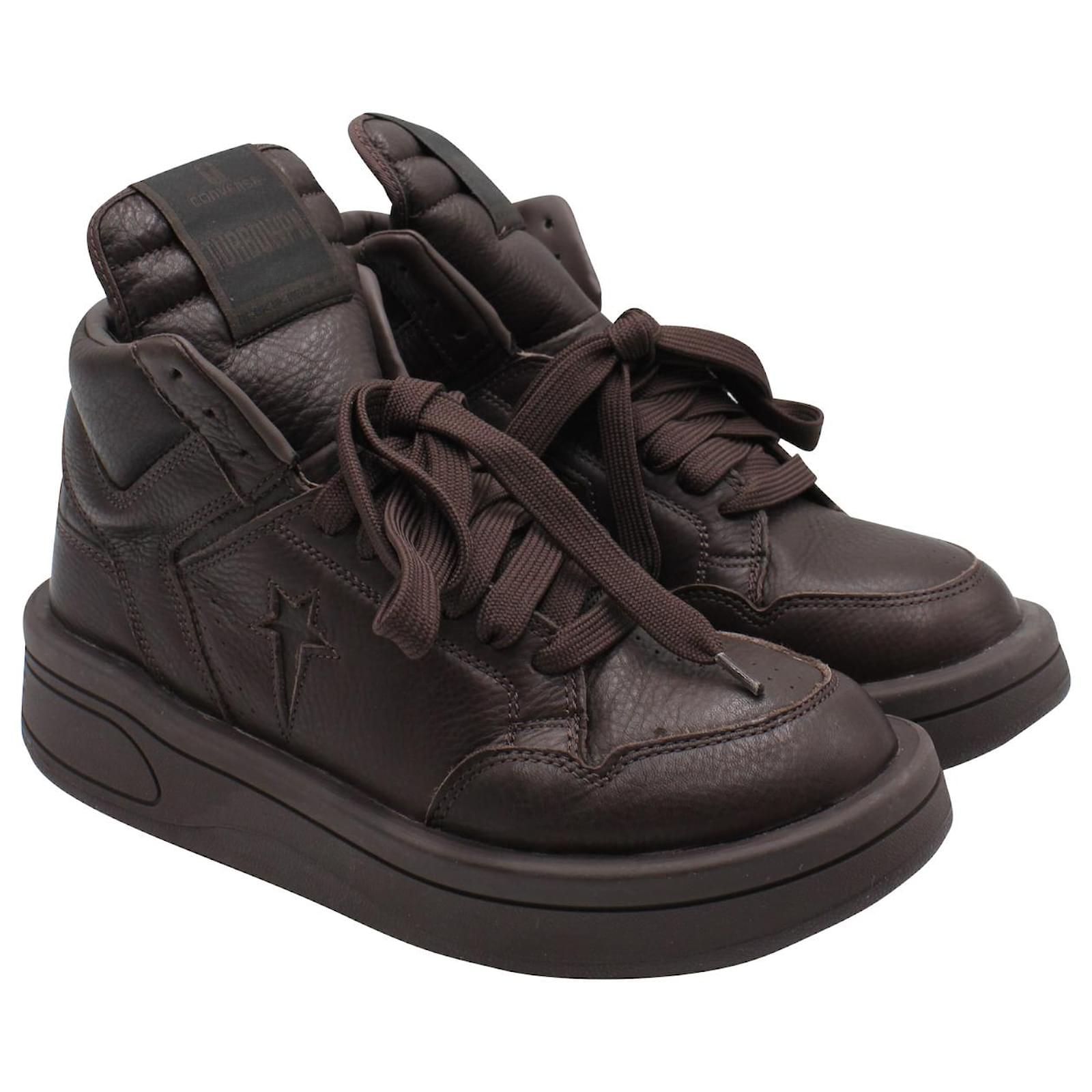 Rick Owens x Converse DRKSHDW High Top Sneakers in Brown Leather ref ...