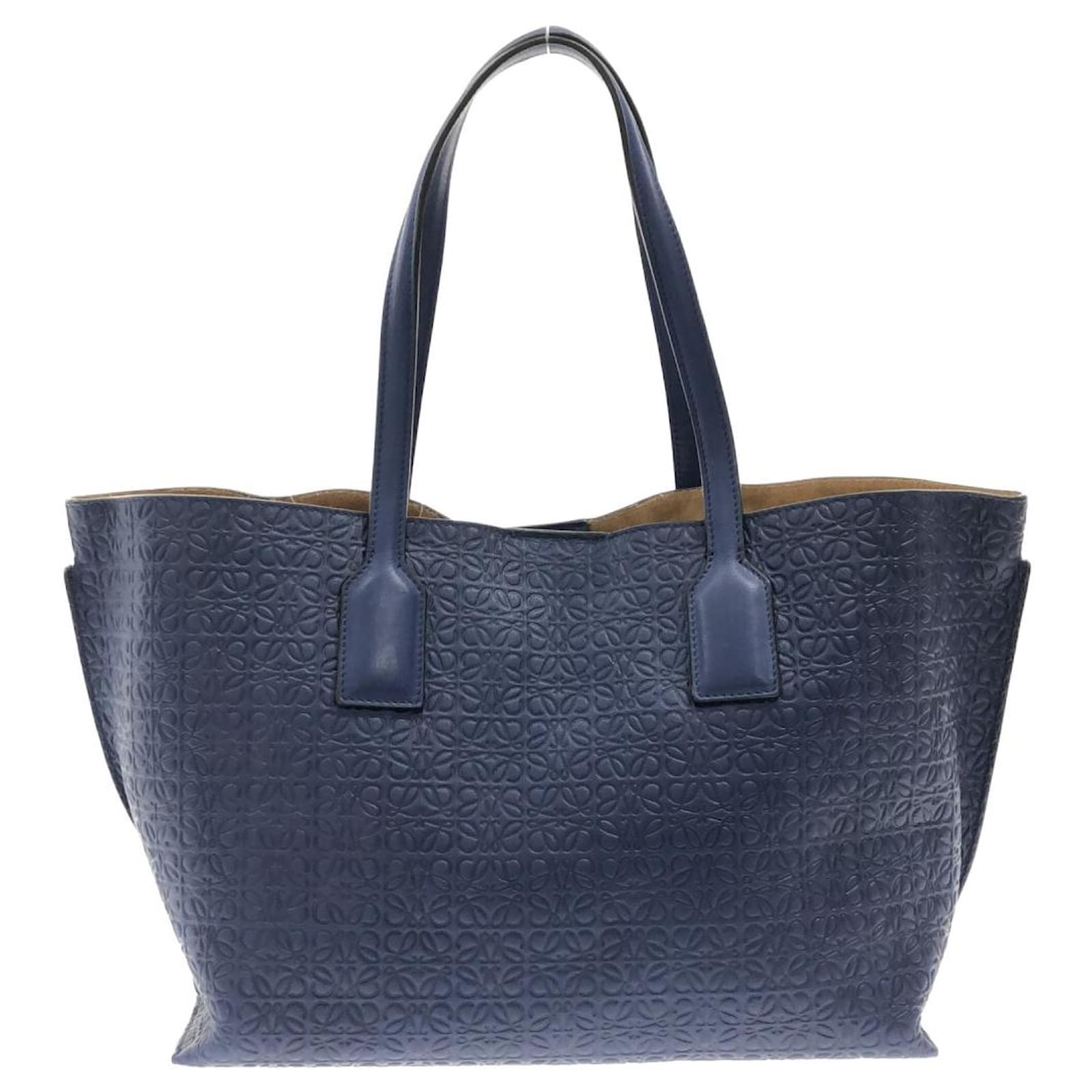 Sac cabas Loewe T Cuir Bleu Marine ref.777486 - Joli Closet