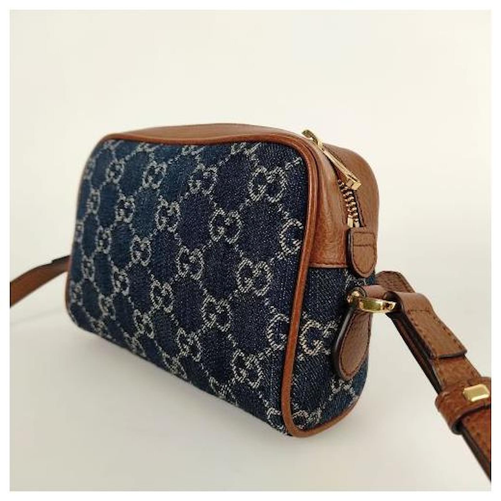 Gucci Camera Denim Monogram Shoulder Bag Blue Cloth ref.783569 - Joli ...